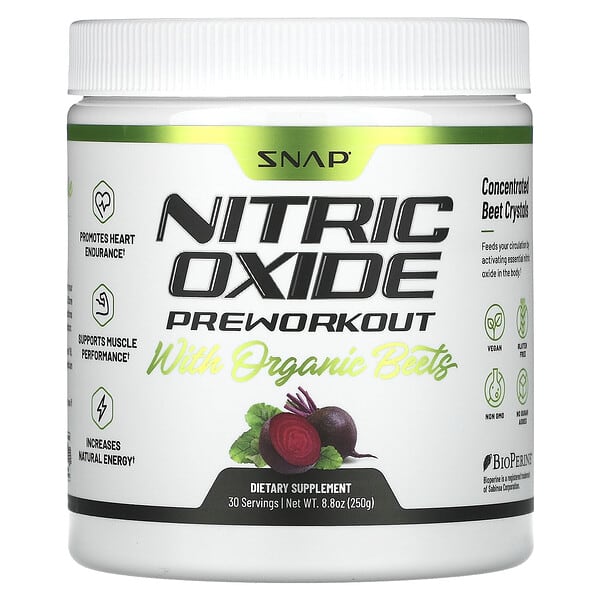 Snap Supplements, Nitric Oxide Preworkout with Organic Beets, 8.8 oz ... Snap Supplements, Nitric Oxide Preworkout with Organic Beets, 8.8 oz ...