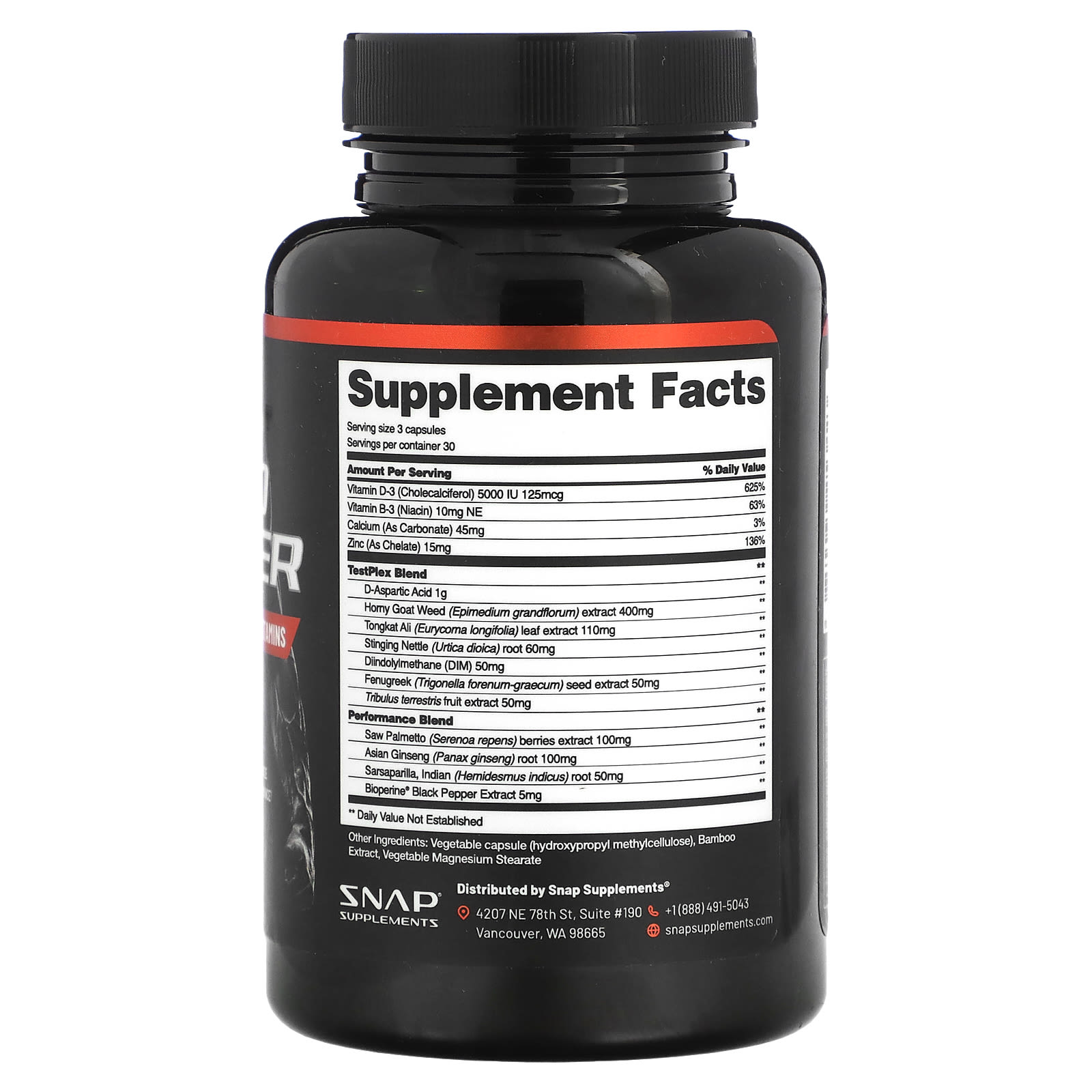 Snap Supplements, Testo Booster, 90 Capsules