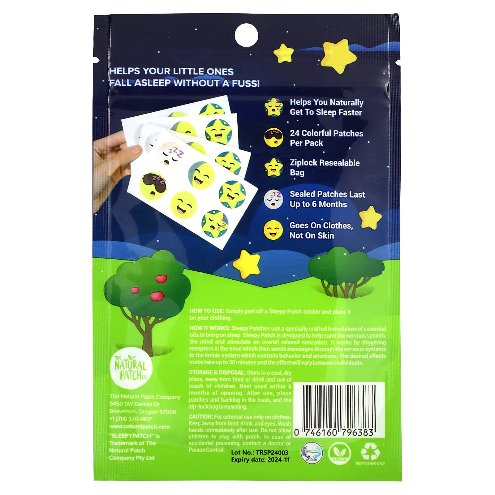 NATPAT, Sleepy Patch, Sleep Promoting Stickers, Kids 2+, 24 Pacthes