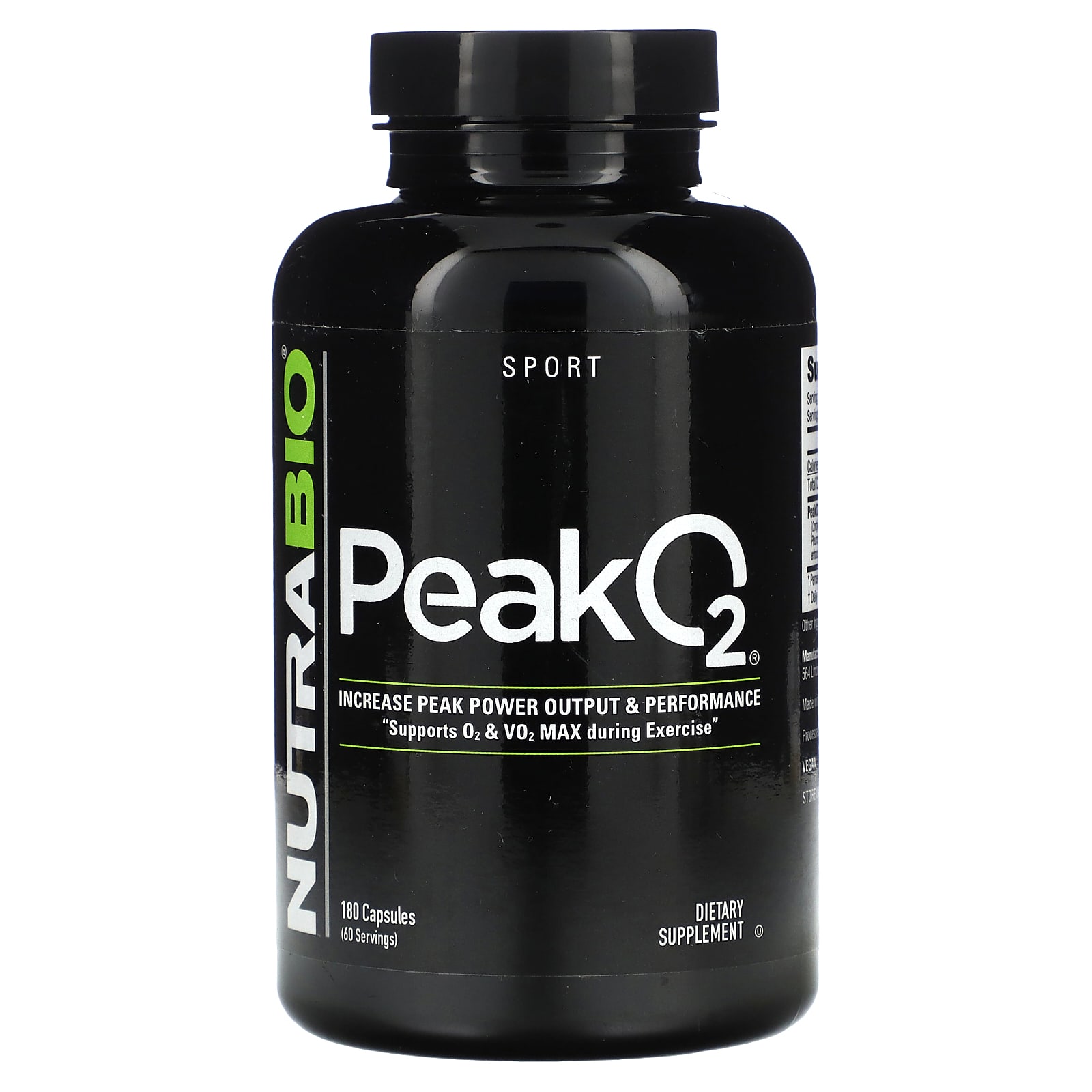 NutraBio, Peak O2（ピークO2）、180粒