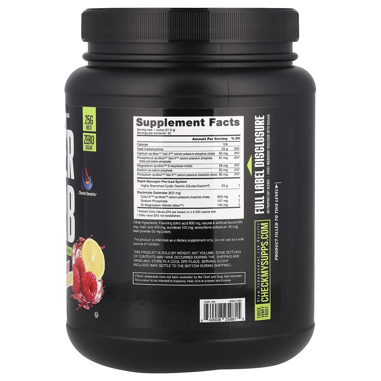 NutraBio, Super Carb, Raspberry Lemonade, 1.8 lb (834 g)