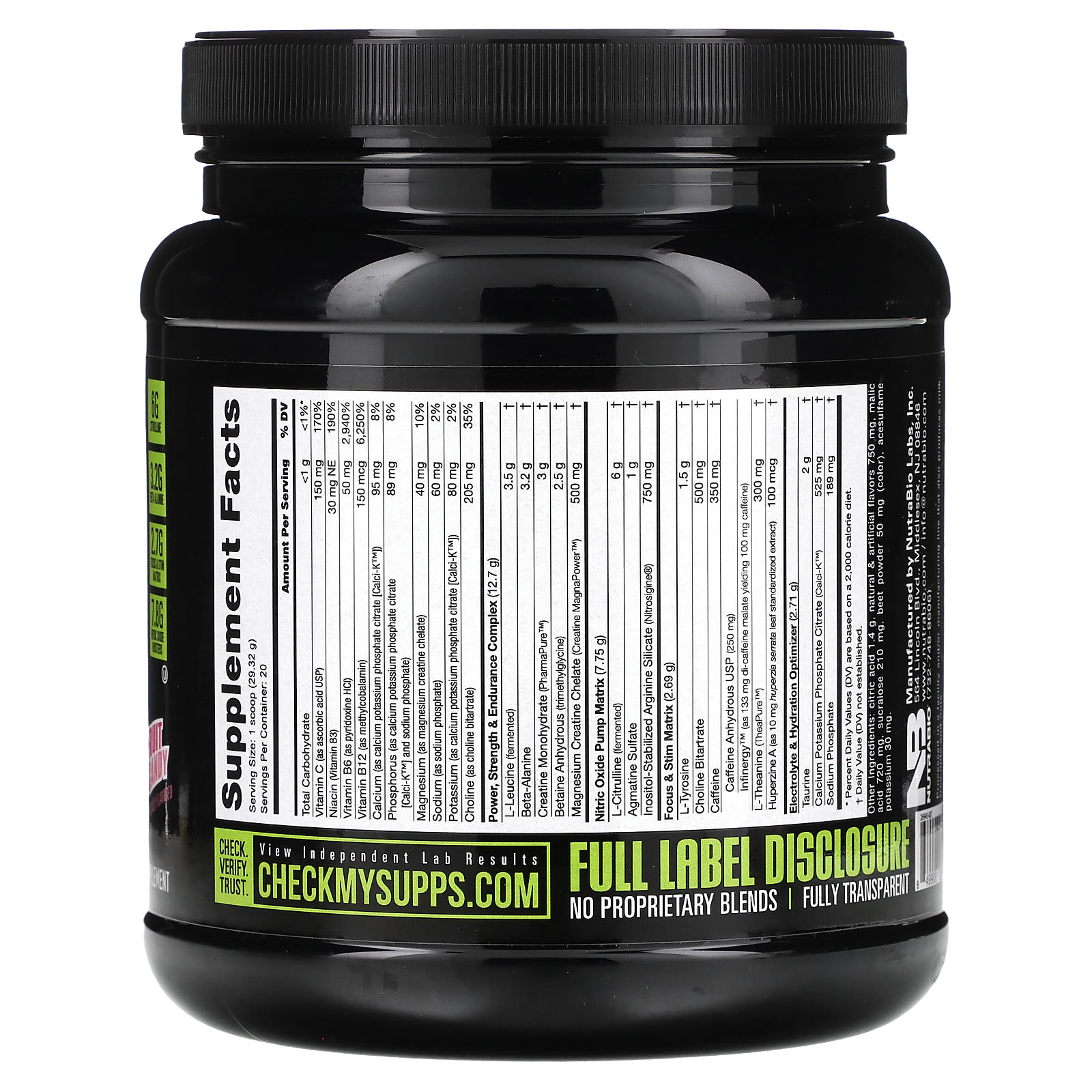 NutraBio, Pre-Workout Performance Igniter, Dragonfruit Candy, 1.29 lb ...