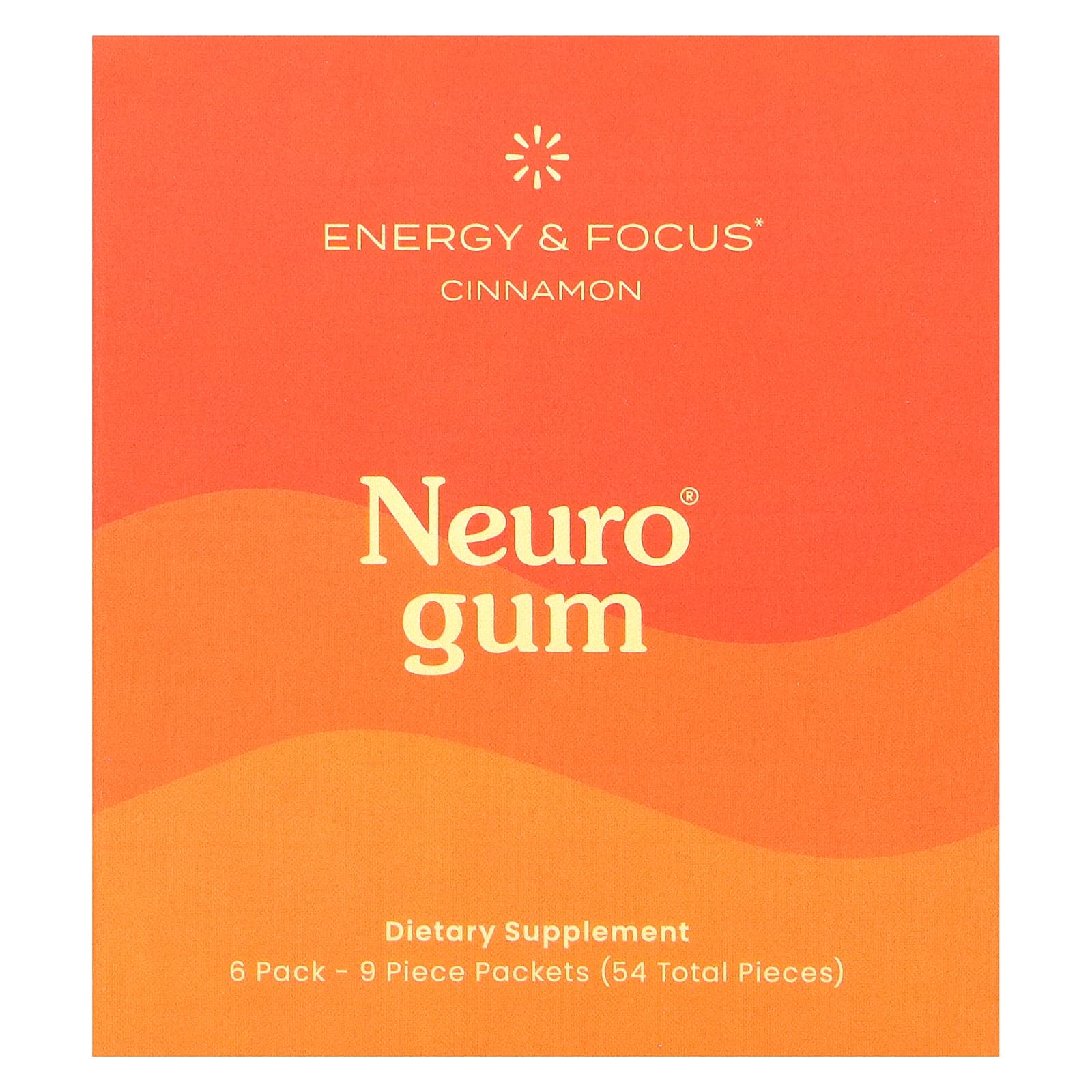 NeuroGum, Energy & Focus, Cinnamon, 6 Packs, 9 Pieces Each