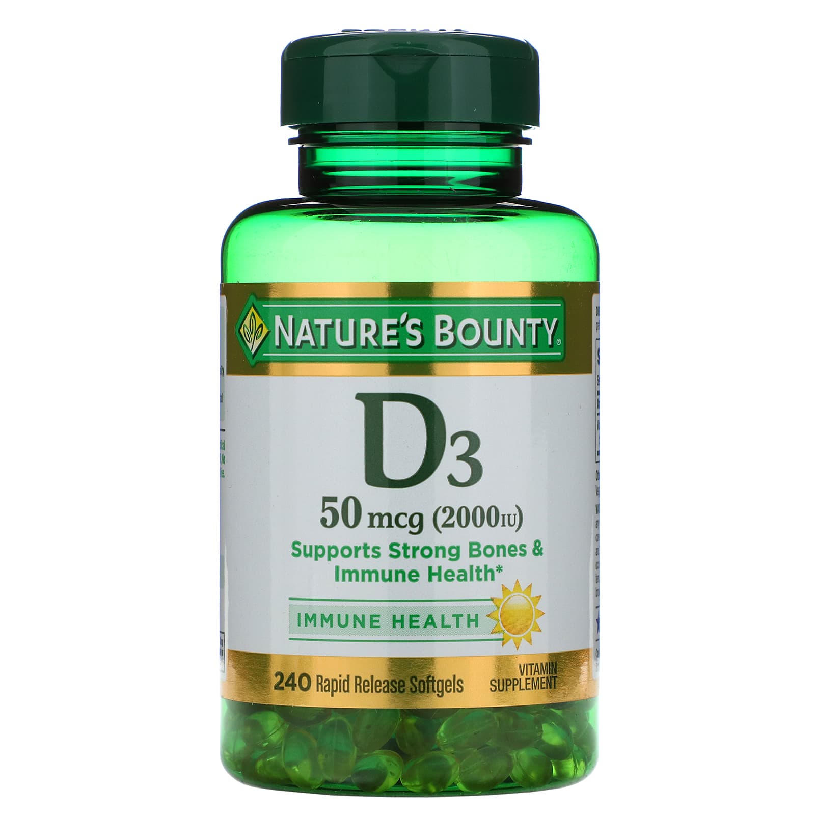 Nature's Bounty, D3, 50 mcg (2,000 IU), 240 Rapid Release Softgels