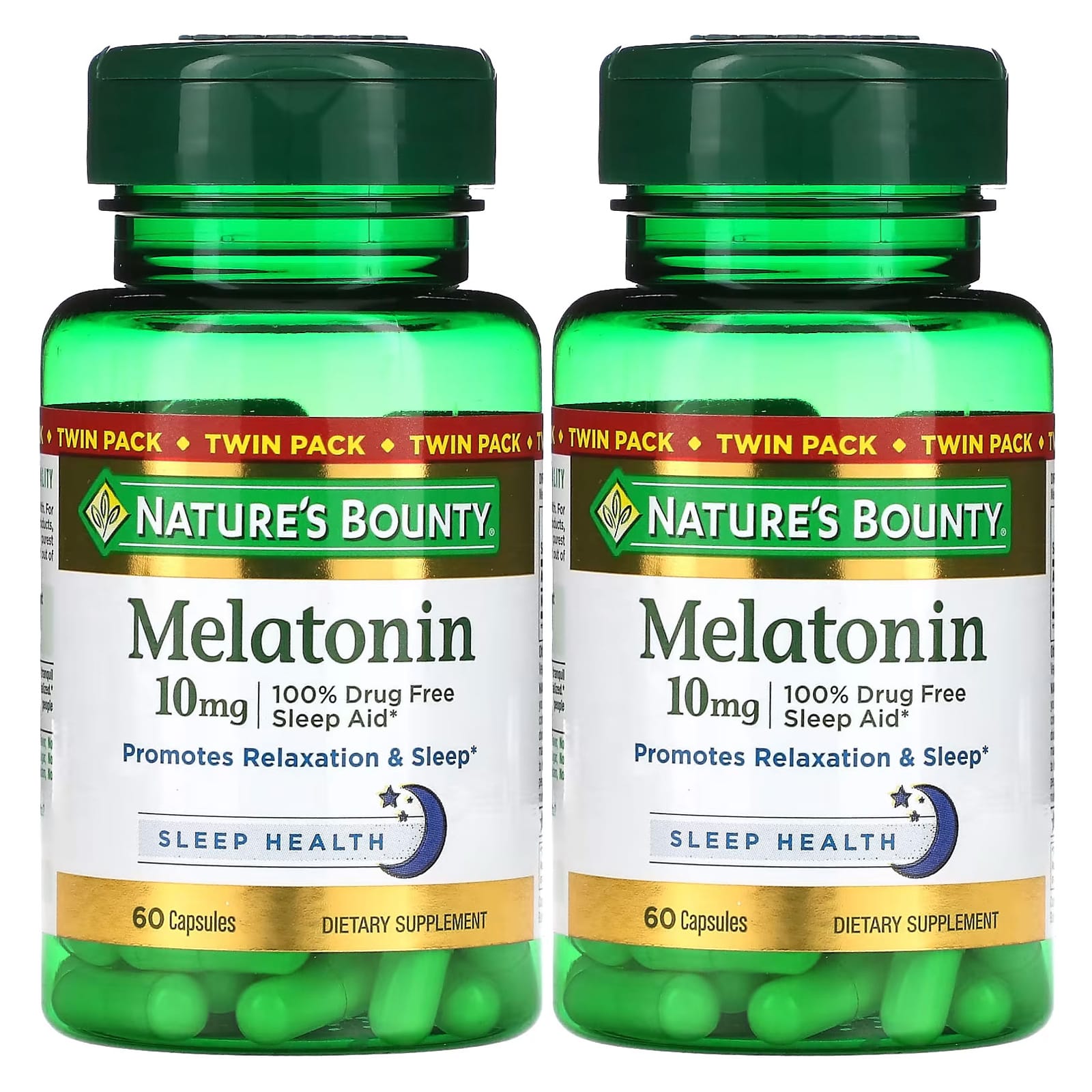 Nature's Bounty, Melatonin, Twin Pack, 10 mg, 60 Capsules Each