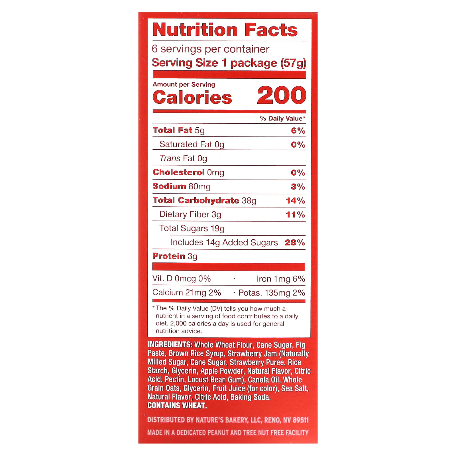 Nature's Bakery, Fig Bar, Strawberry, 6 Twin Packs, 2 oz (57 g) Each
