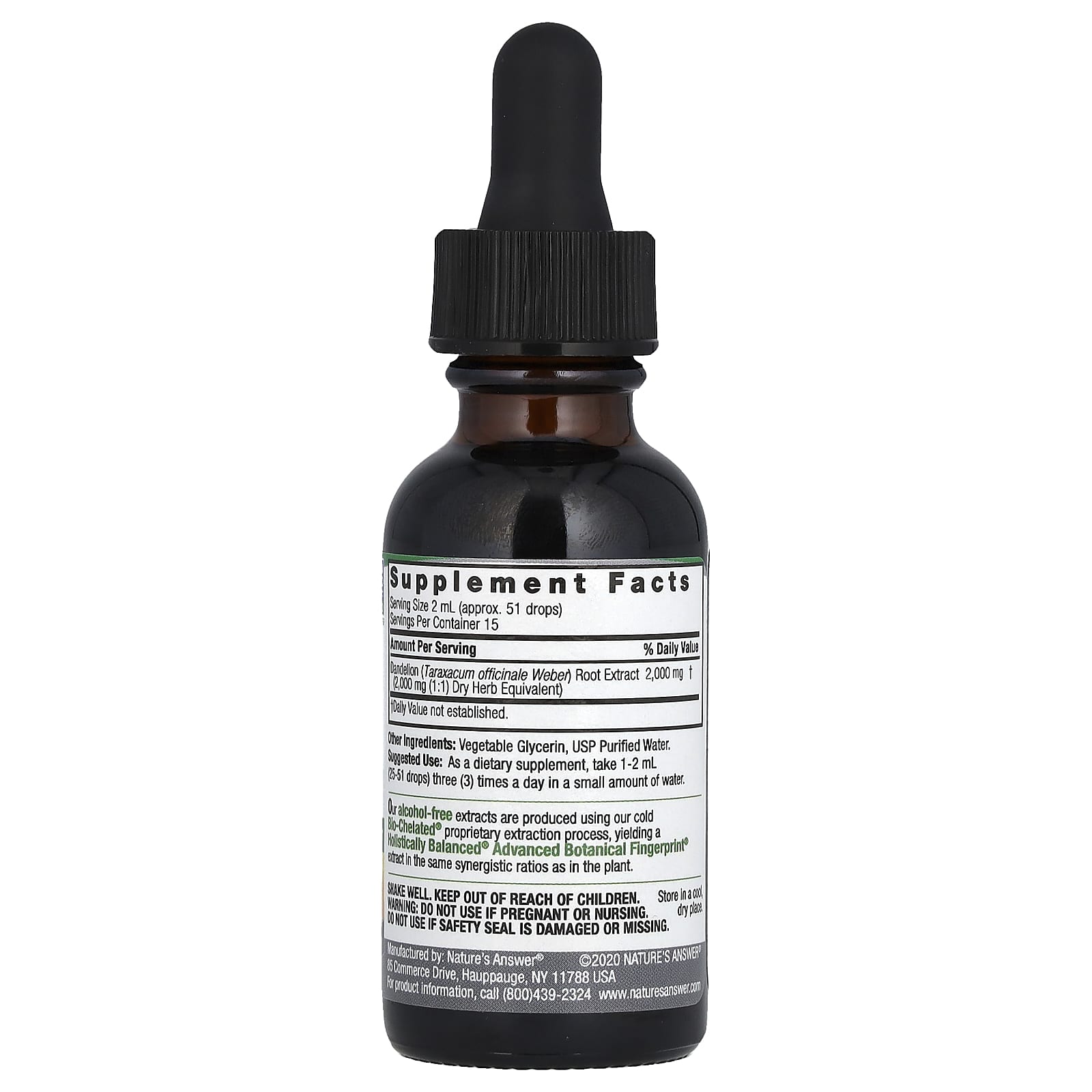 Nature's Answer, Fluid Extract, Dandelion Root, Alcohol Free, 2,000 mg ...
