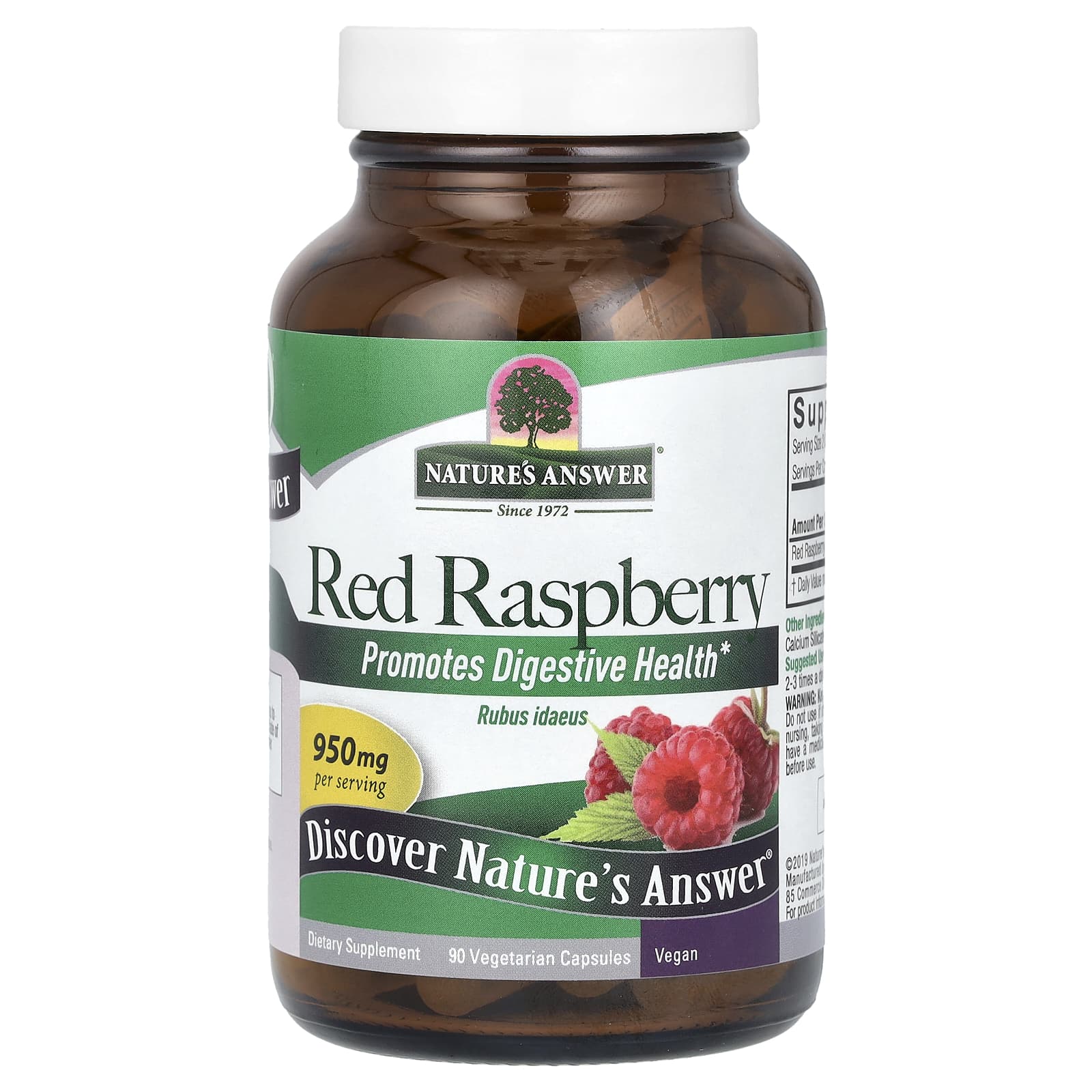 Nature's Answer, Red Raspberry, 950 mg, 90 Vegetarian Capsules (475 mg ...