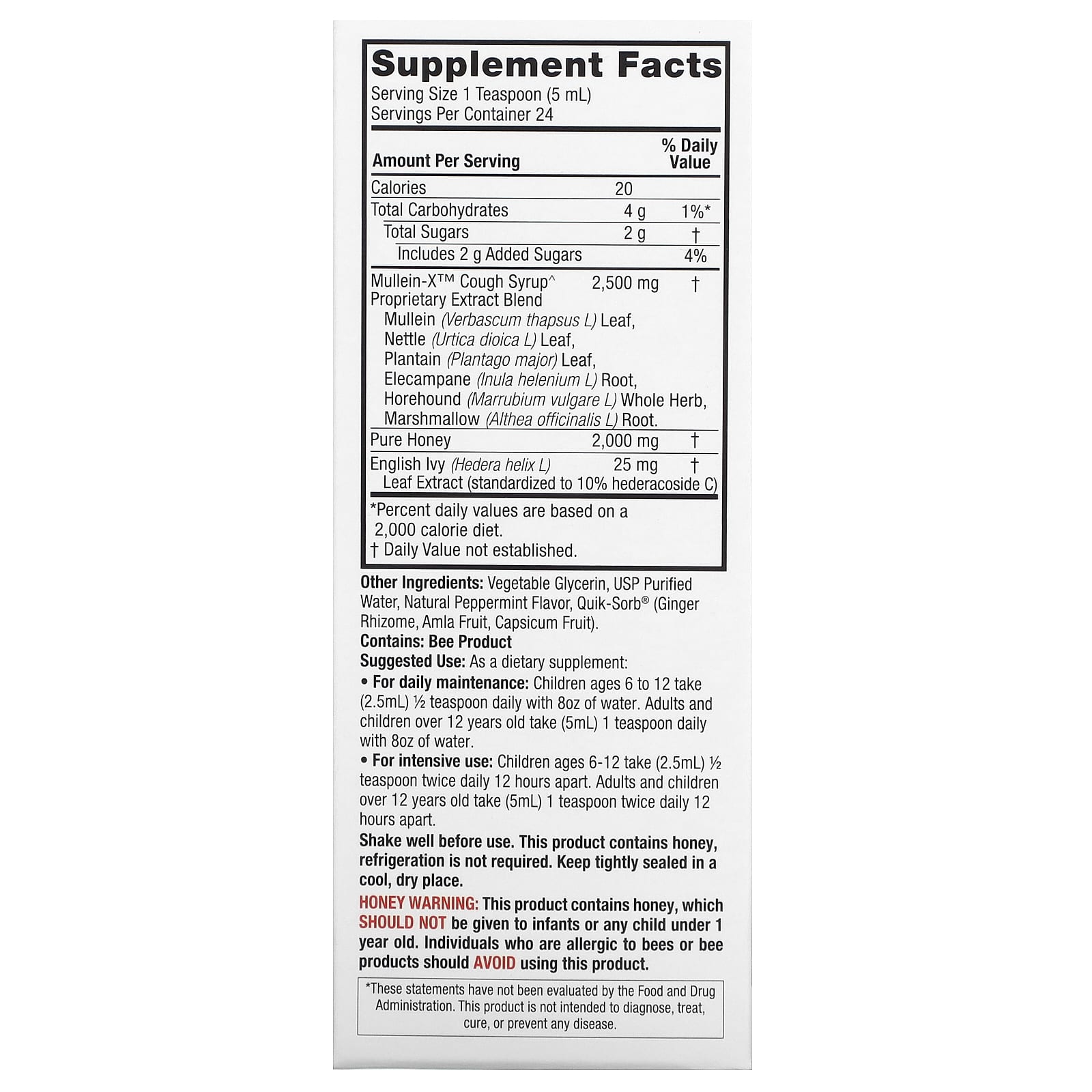 Nature's Answer, Natural Mullen-X Cough Syrup, Multi-System, 4 fl oz ...