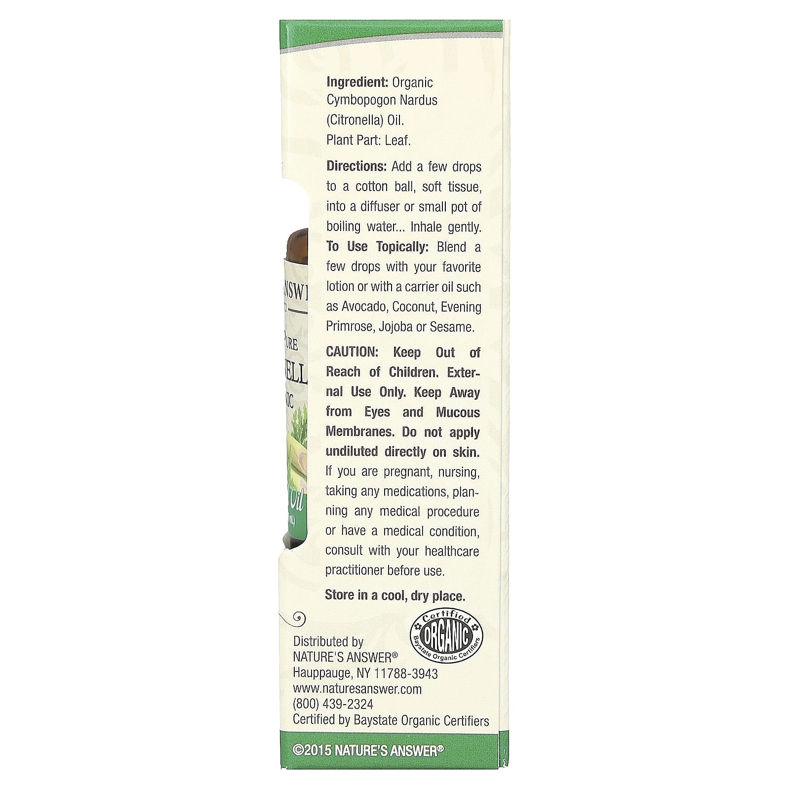 Nature's Answer, 100% Pure Organic Essential Oil Blend, Citronella, 0.5 ...