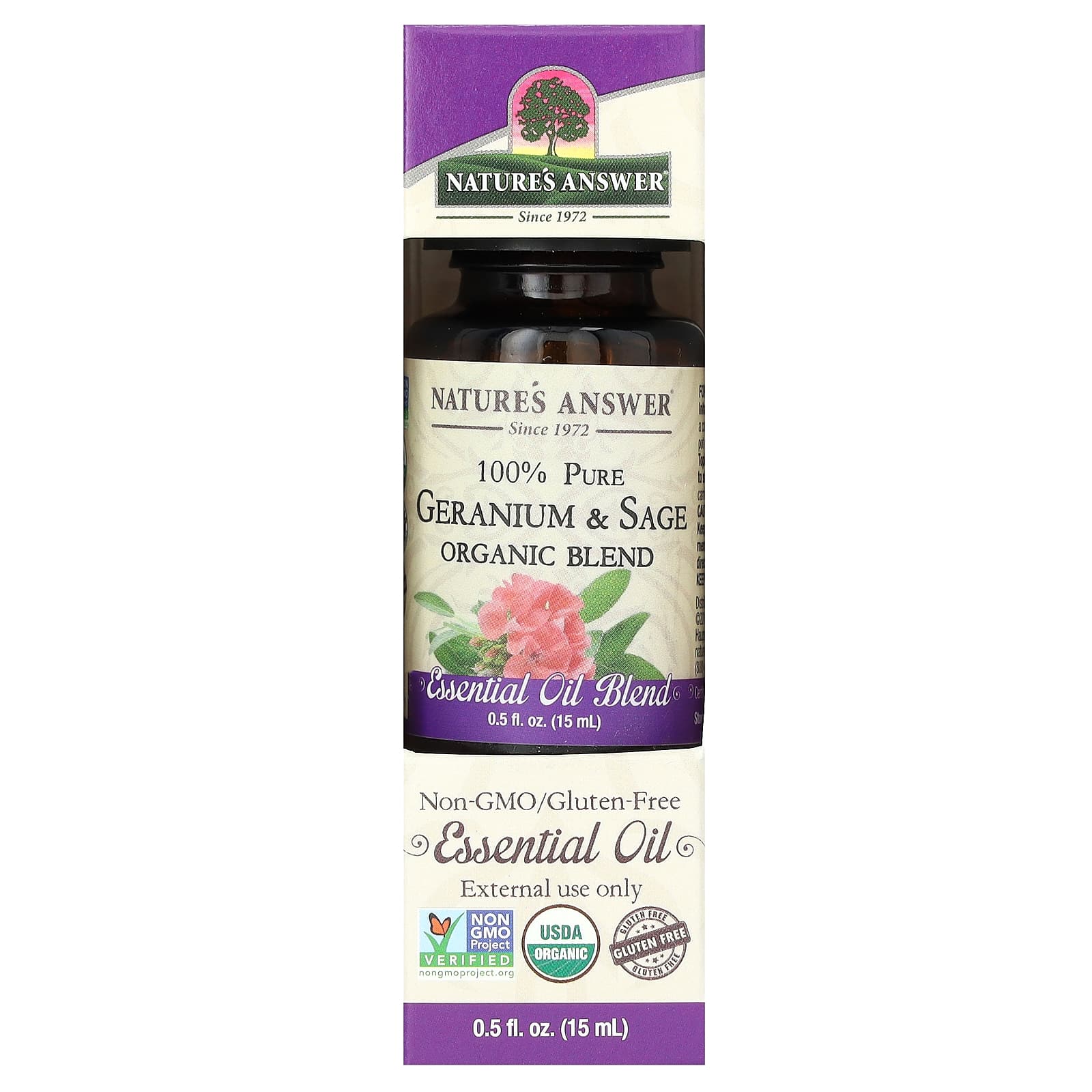 Nature's Answer, 100% Pure Organic Essential Oil Blend, Geranium & Sage ...