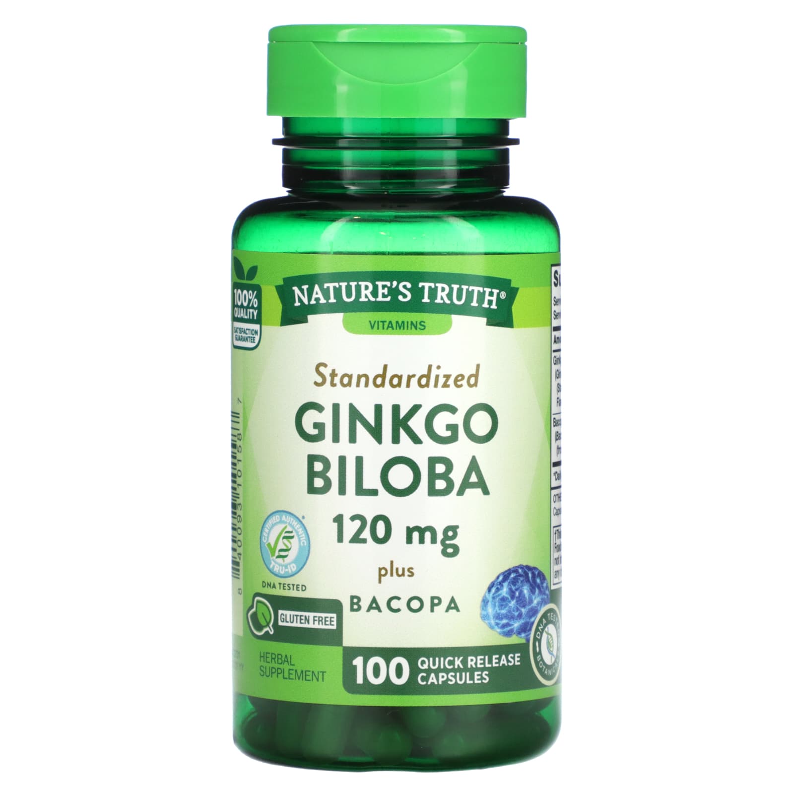 Nature's Truth, Ginkgo Biloba Plus Bacopa, 120 mg, 100 Quick Release ...