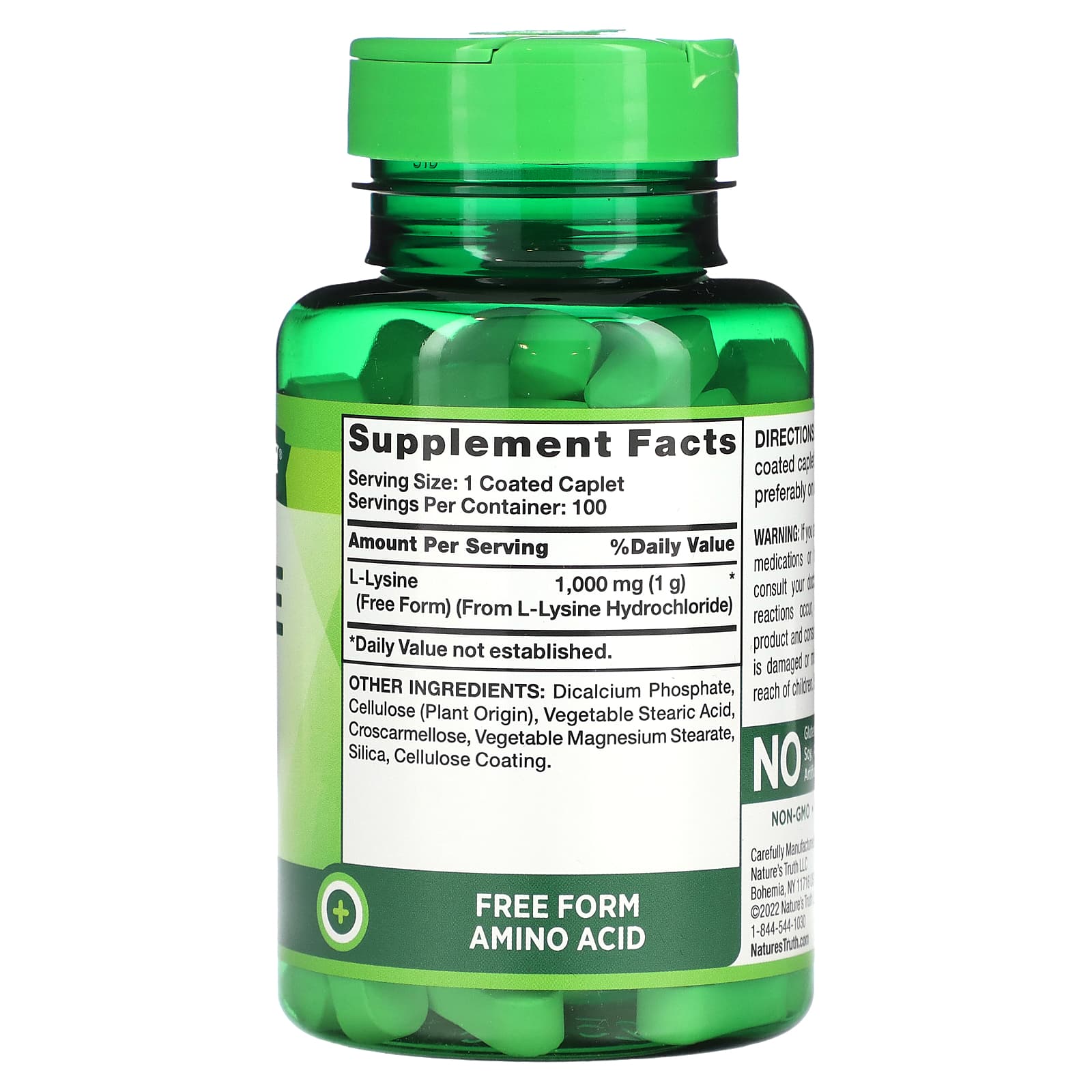 Nature's Truth, L-Lysine, 1,000 mg, 100 Coated Caplets