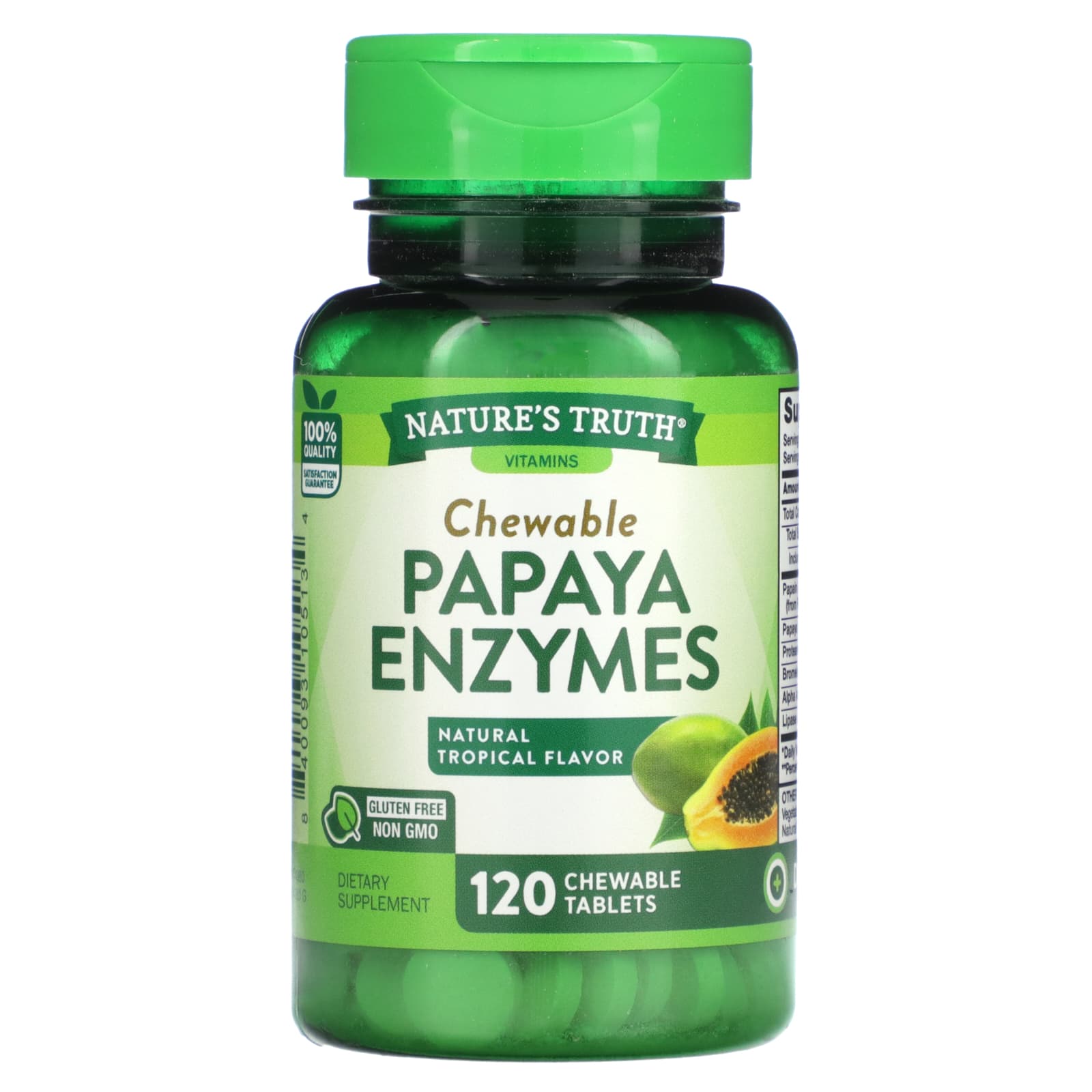 Nature's Truth, Chewable Papaya Enzymes, Natural Tropical, 120 Chewable ...