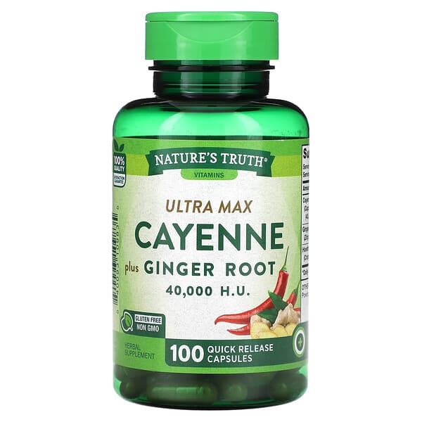 Nature's Truth, Vitamins, Ultra Max Cayenne Plus Ginger Root, 100 Quick ...