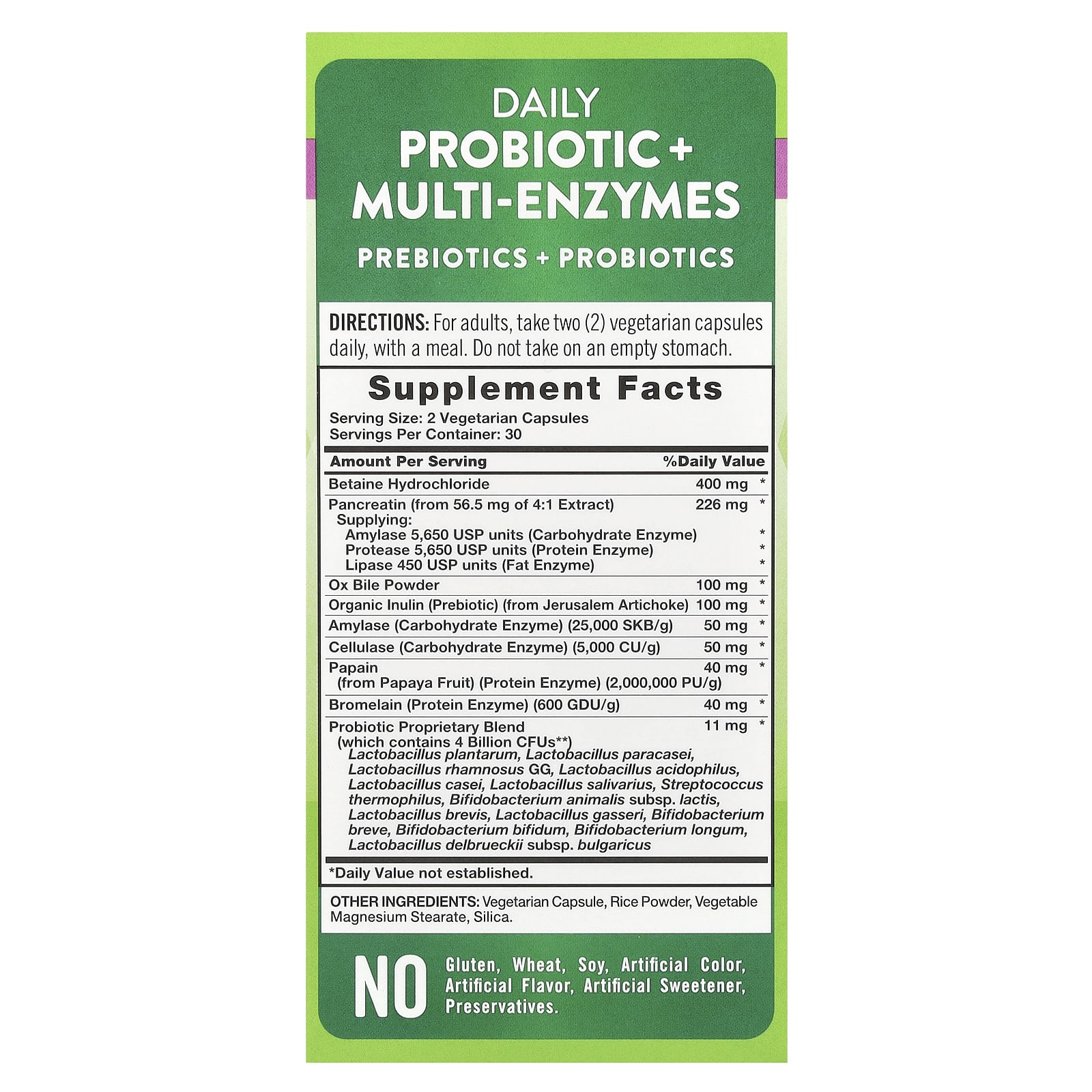 Nature's Truth, Daily Probiotic + Multi-Enzymes, 60 Vegetarian Capsules