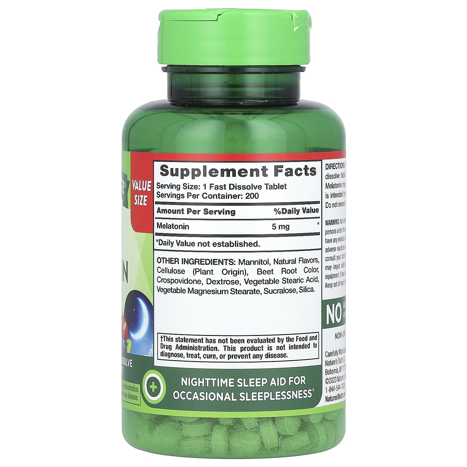 Nature's Truth, Sleep Melatonin, Natural Berry, 5 mg, 200 Fast Dissolve ...