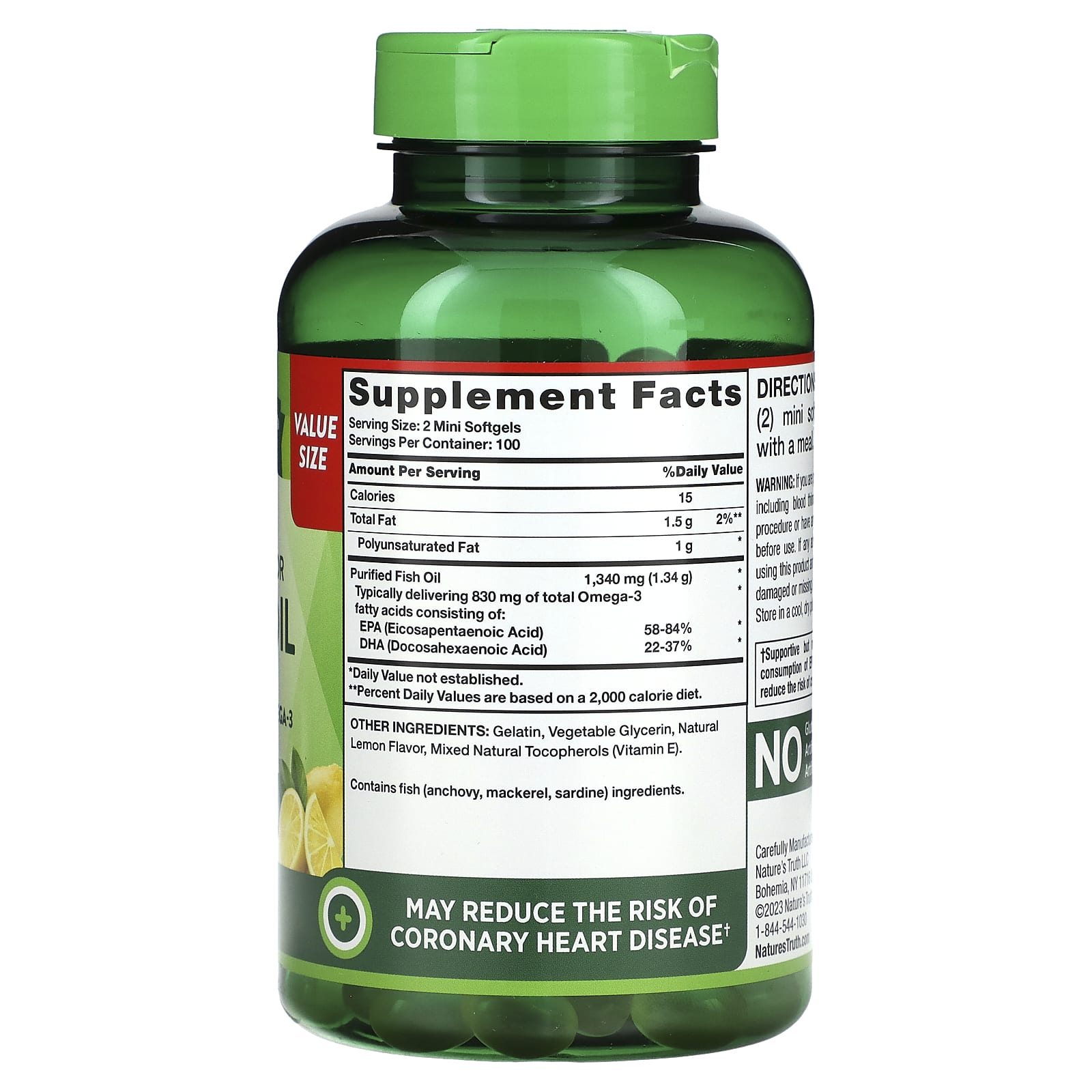 Nature's Truth, Mini Fish Oil, Premium Strength, Natural Lemon, 1,340 ...