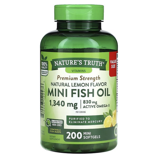 Nature's Truth, Mini Fish Oil, Premium Strength, Natural Lemon, 1,340 ...
