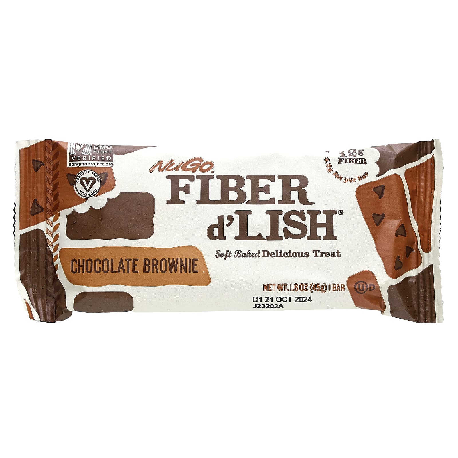 NuGo Nutrition, Fiber d'Lish, Chocolate Brownie, 16 Bars, 1.6 oz (45 g ...