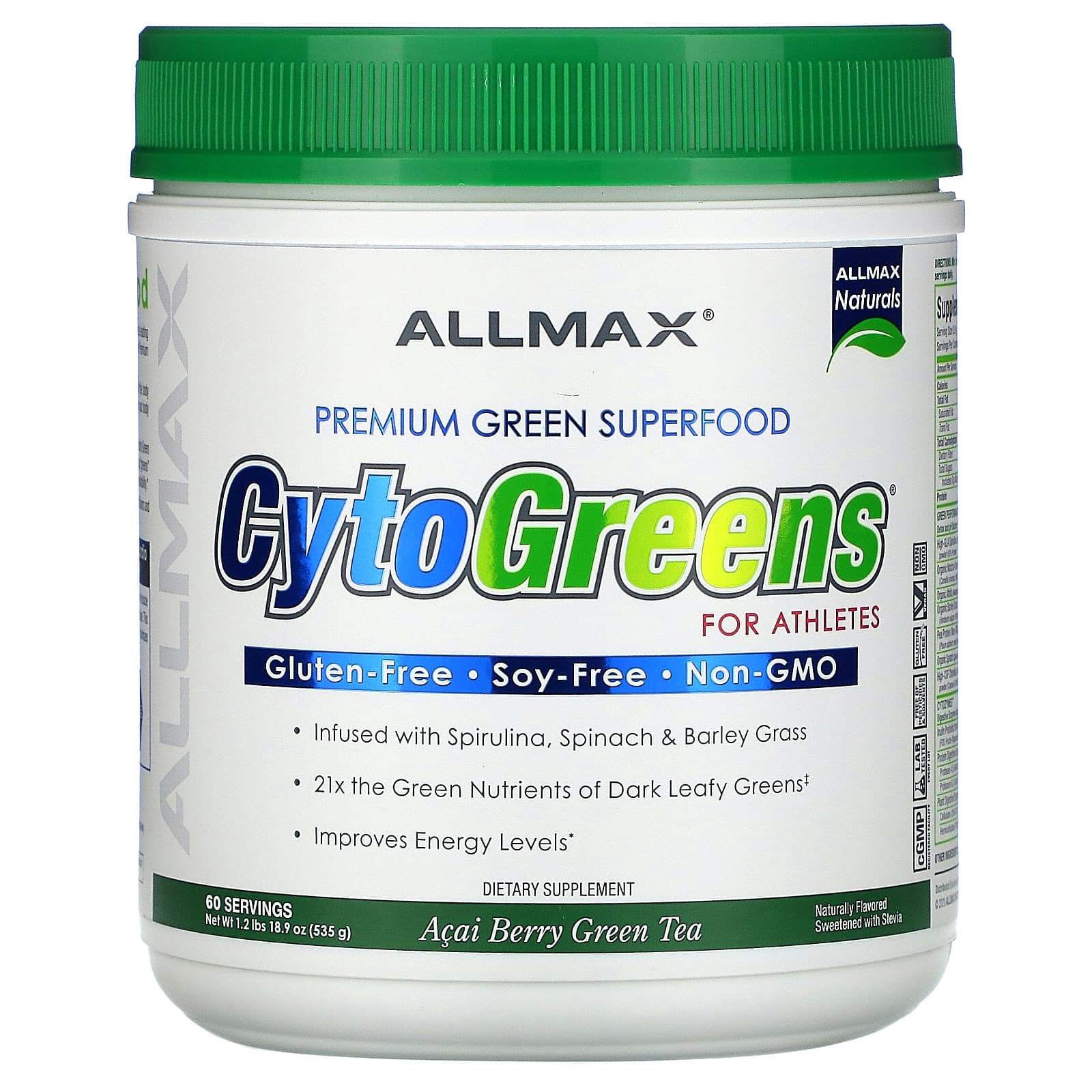 ALLMAX, CytoGreens, Premium Green Superfood for Athletes, Acai Berry ...