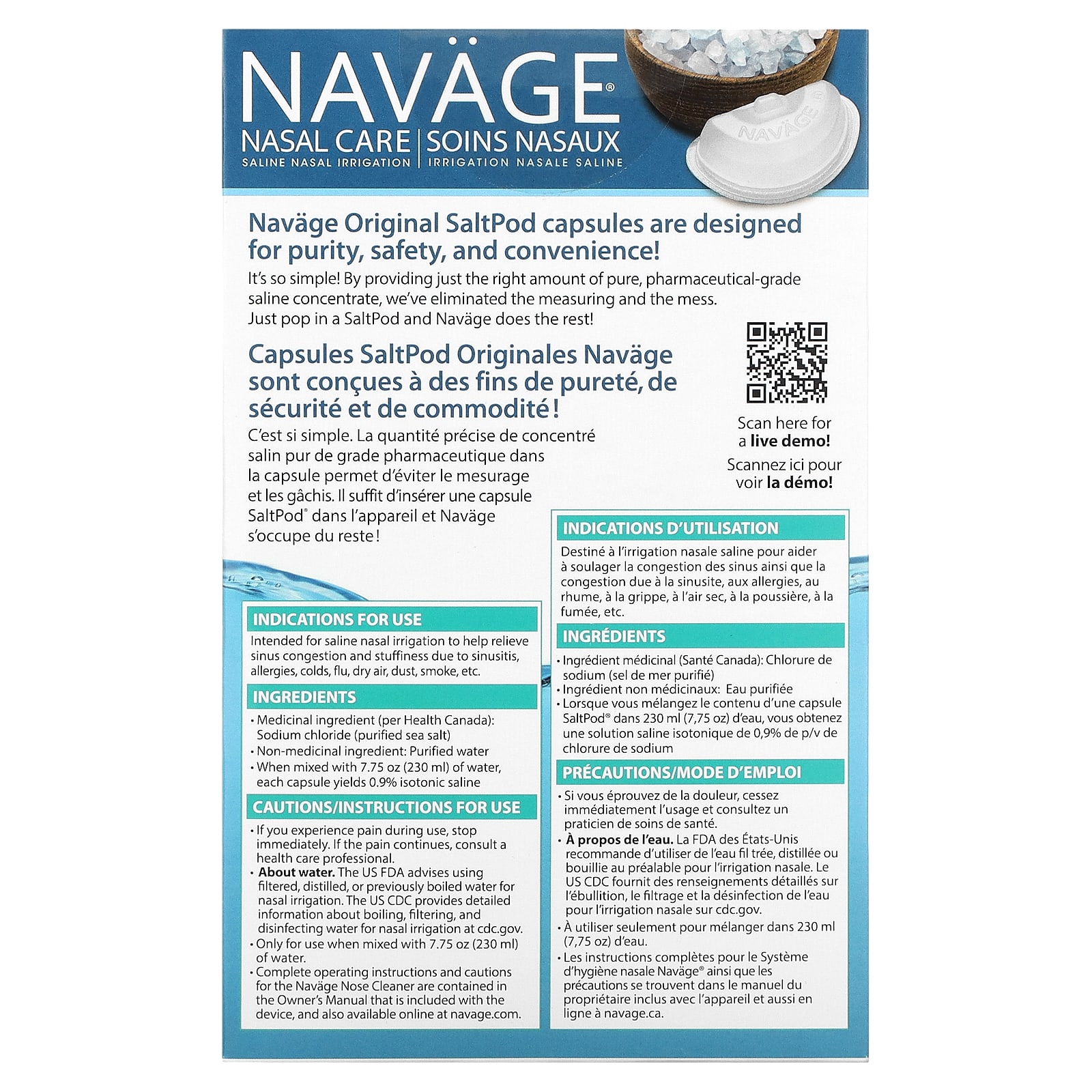 Navage, Nasal Care, Saline Nasal Irrigation, Saltpod Original, 30 ...
