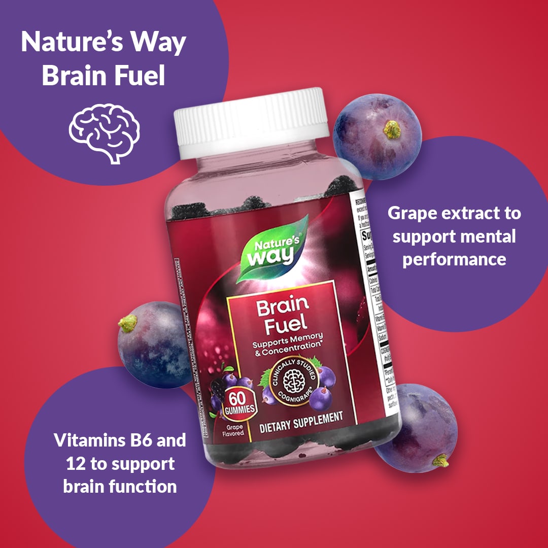 Nature's Way, Brain Fuel, Grape, 60 Gummies