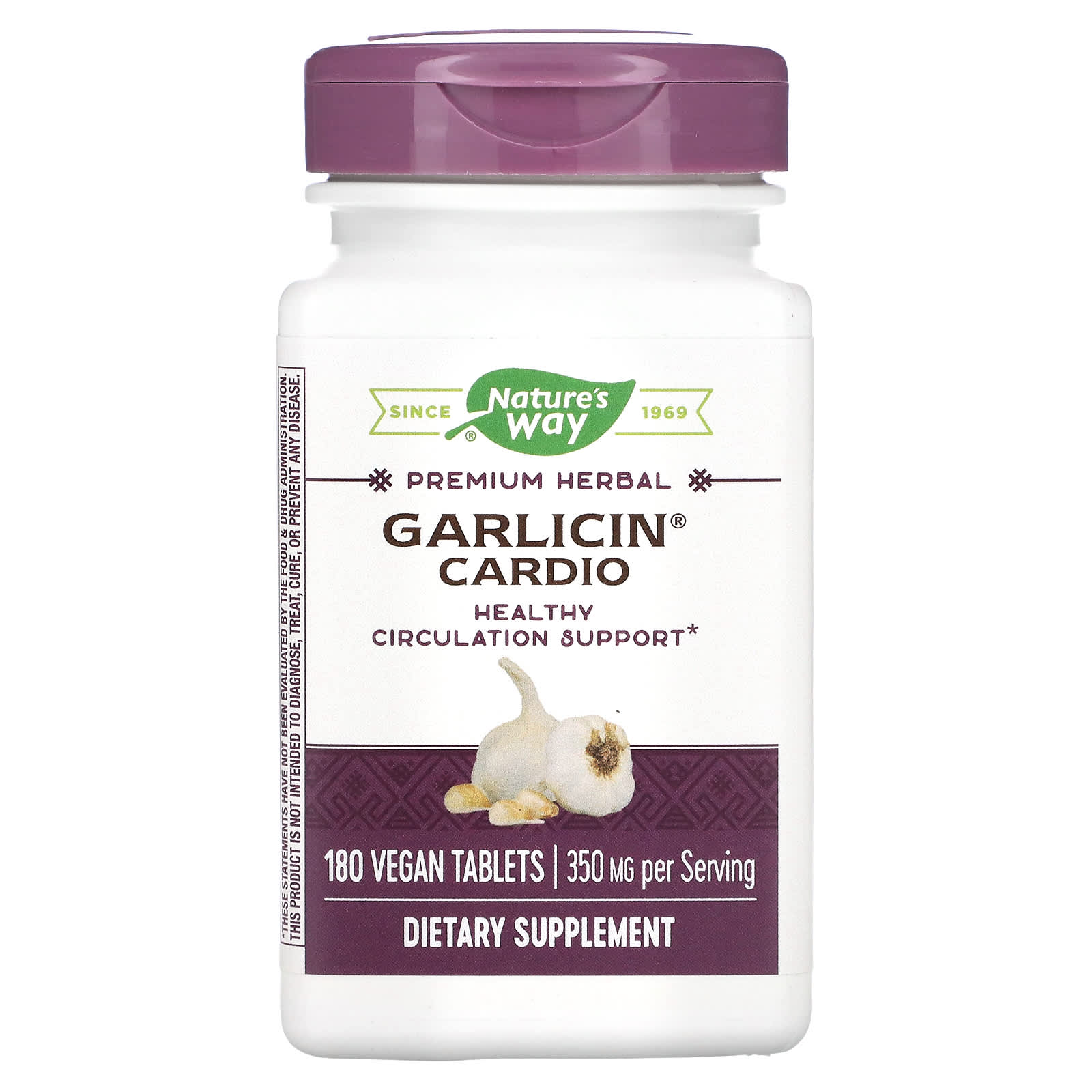 Nature's Way, Garlicin Cardio, 350 mg, 180 Vegan Tablets