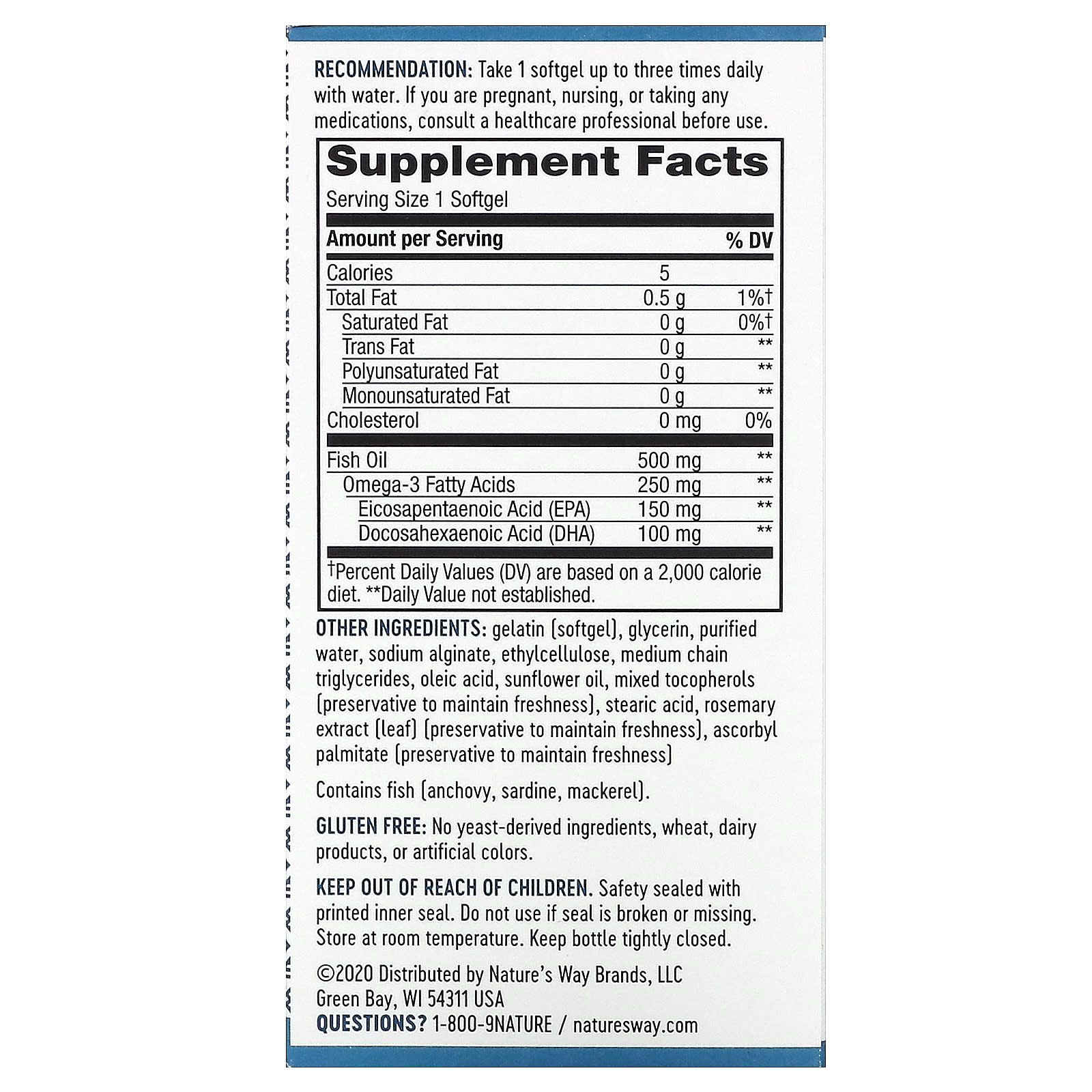 Nature's Way, Fisol，鱼油，180 粒软凝胶