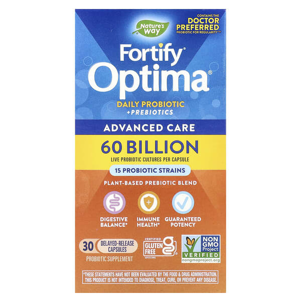 Nature's Way, Fortify Optima, Daily Probiotic + Prebiotics, 60 Billion ...