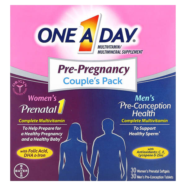 One-A-Day, Pre-Pregnancy Couple's Pack, Women's Prenatal 1 & Men's Pre ...