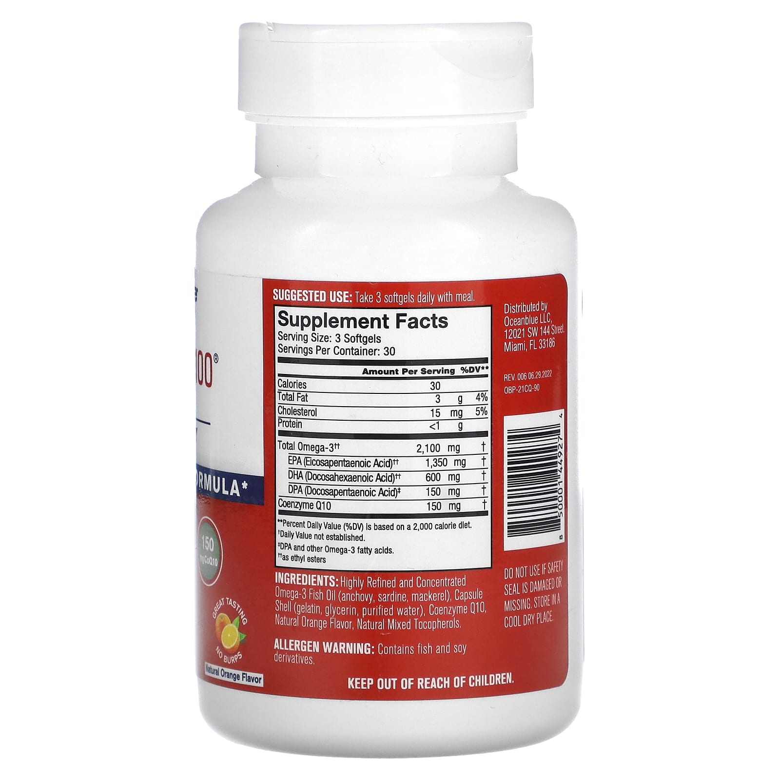 OceanBlue, Professional, Omega-3 2100 With COQ10, High-Potency, Natural ...
