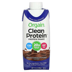 Orgain, Clean Protein Shake, Creamy Chocolate Fudge, 4 Pack, 11 fl oz ...