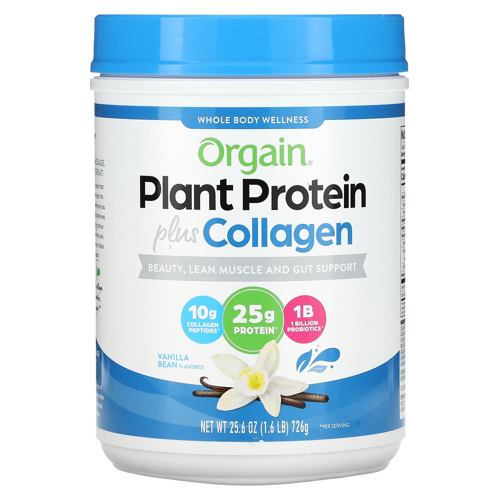 Orgain, Plant Protein Plus Collagen, Vanilla Bean, 1.6 lb (726 g)