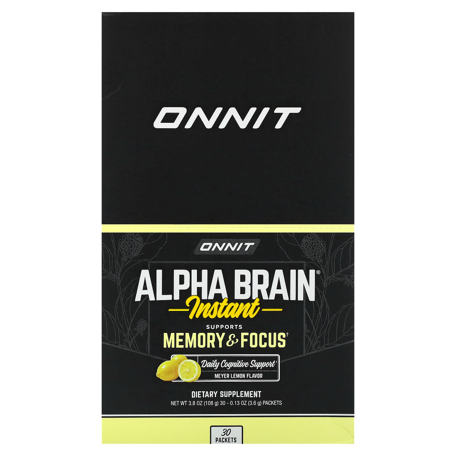 Onnit, Alpha Brain Instant, Memory & Focus, Meyer Lemon, 30 Packets, 0. ...