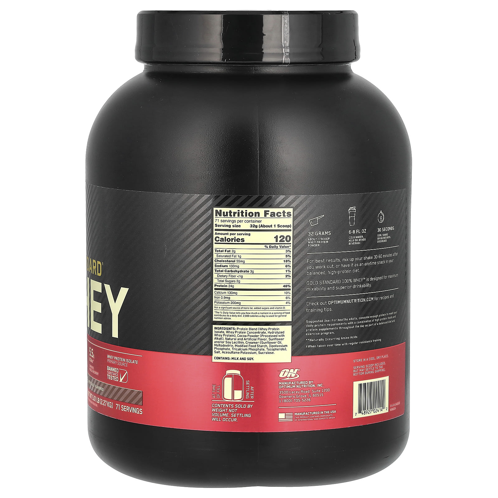 Optimum Nutrition, Gold Standard 100% Whey, Extreme Milk Chocolate, 5. ...