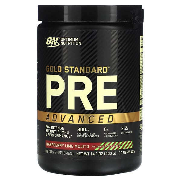 Optimum Nutrition, Gold Standard Pre Advanced, Raspberry Lime Mojito ...