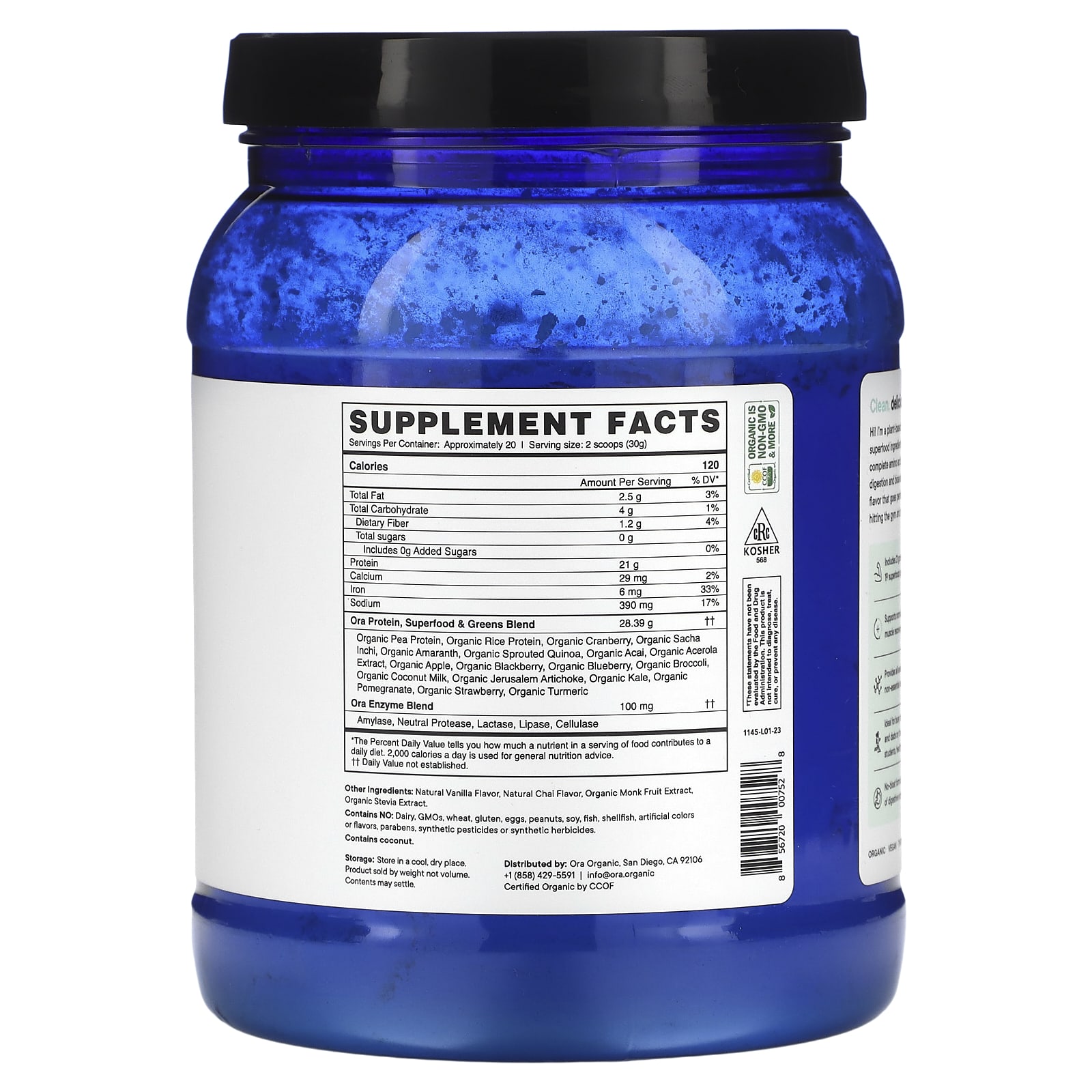 Ora, So Lean & So Clean, Daily Superfood Plant Protein, Vanilla Chai ...