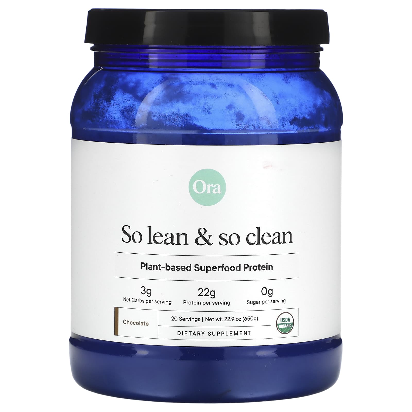 Ora, So Lean & So Clean, Plant-Based Superfood Protein, Chocolate, 22.9 ...