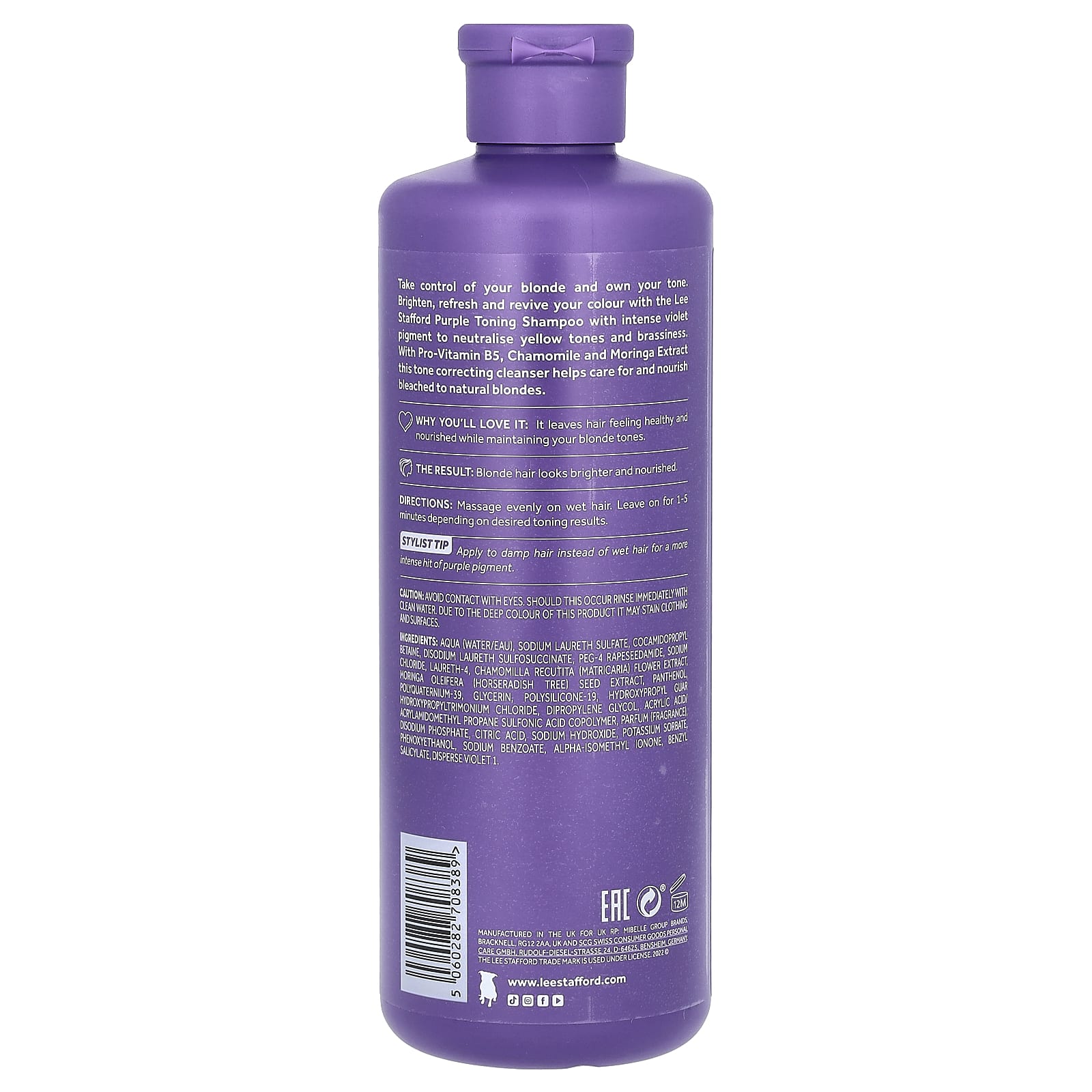 Lee Stafford, Bleach Blondes, Purple Toning Shampoo, For Bleached, Highlighted & Naturally Light ...