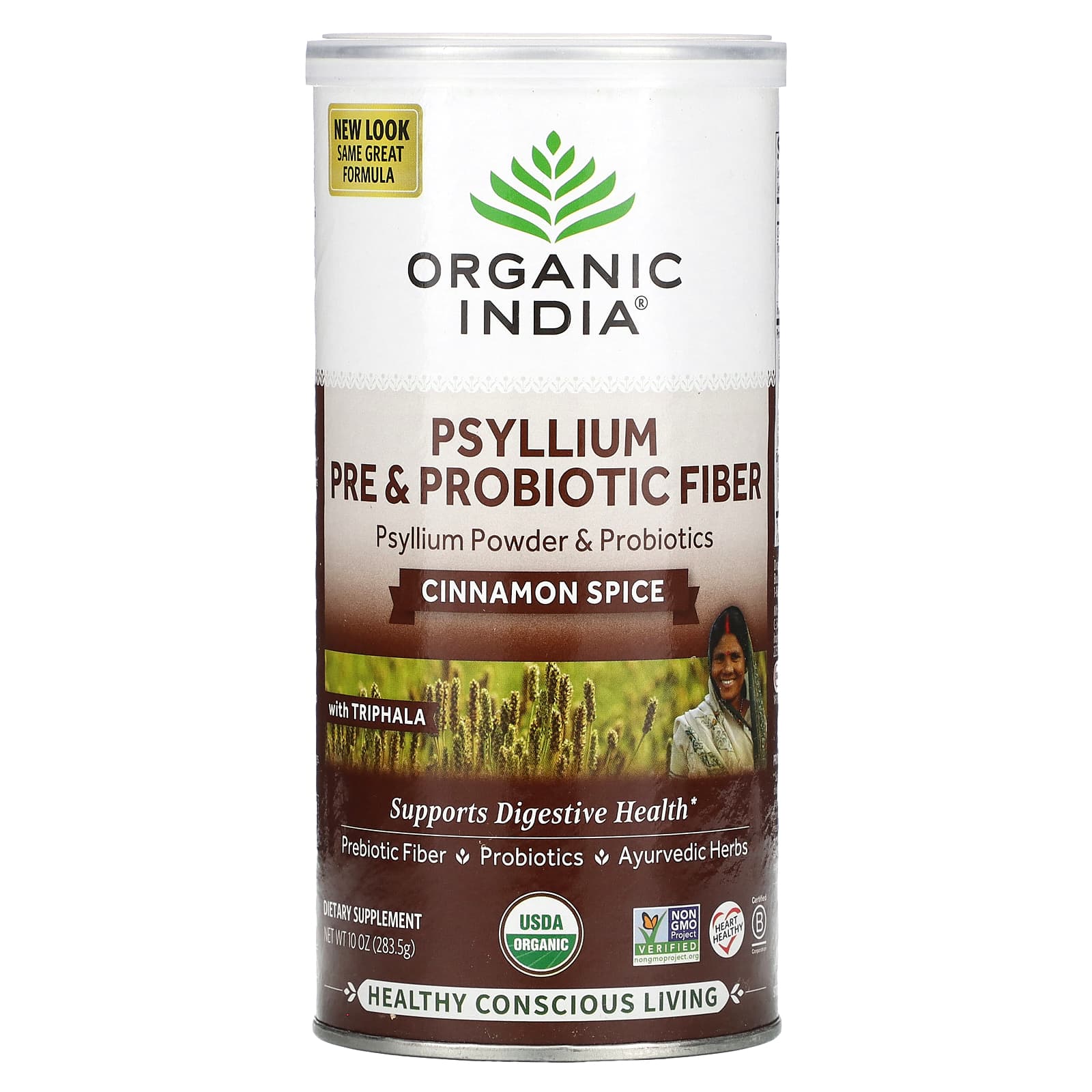 Organic India, Psyllium Pre & Probiotic Fiber, Cinnamon Spice, 10 oz ...