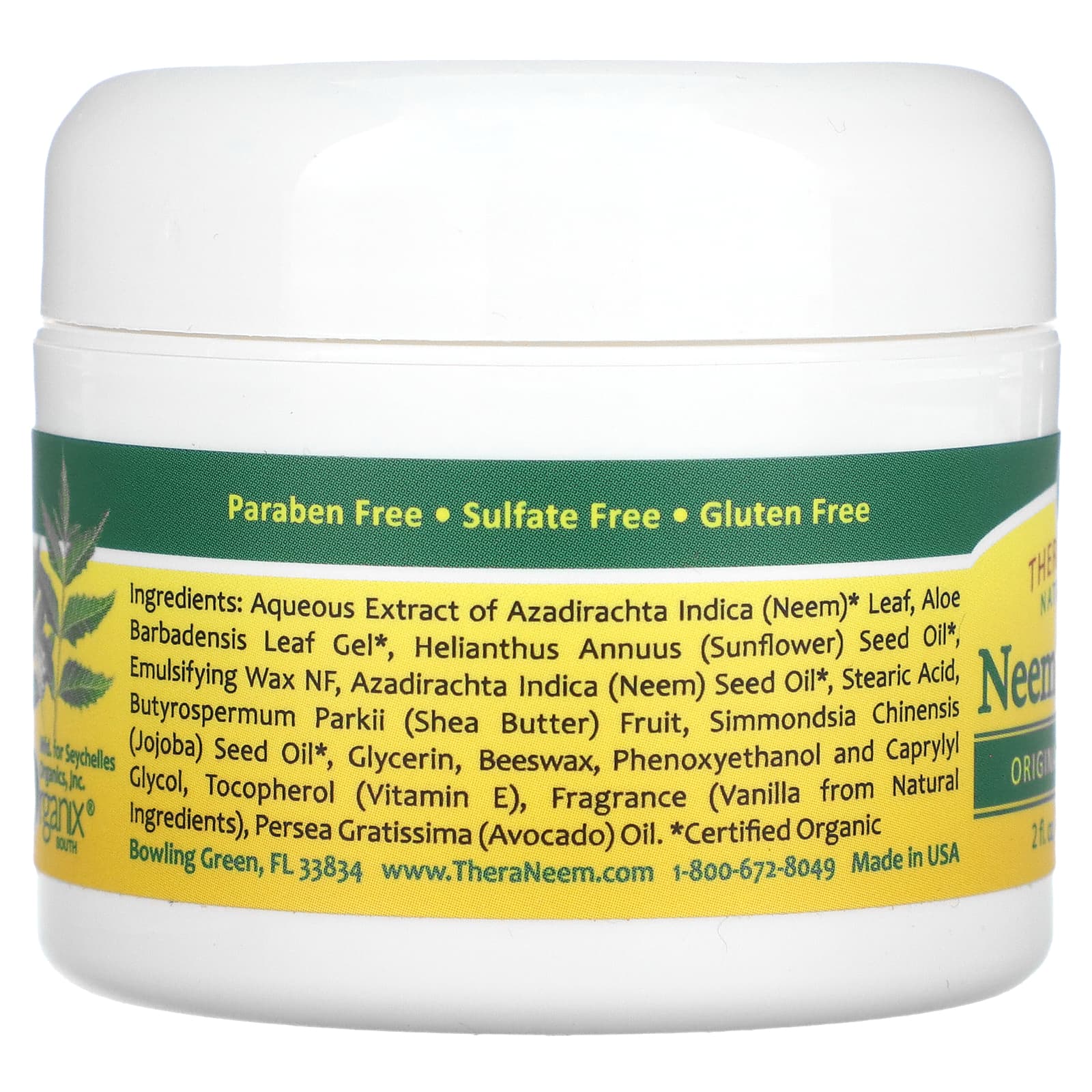 Organix South, TheraNeem Naturals, Neem Cream, Original Vanilla, 2 fl ...