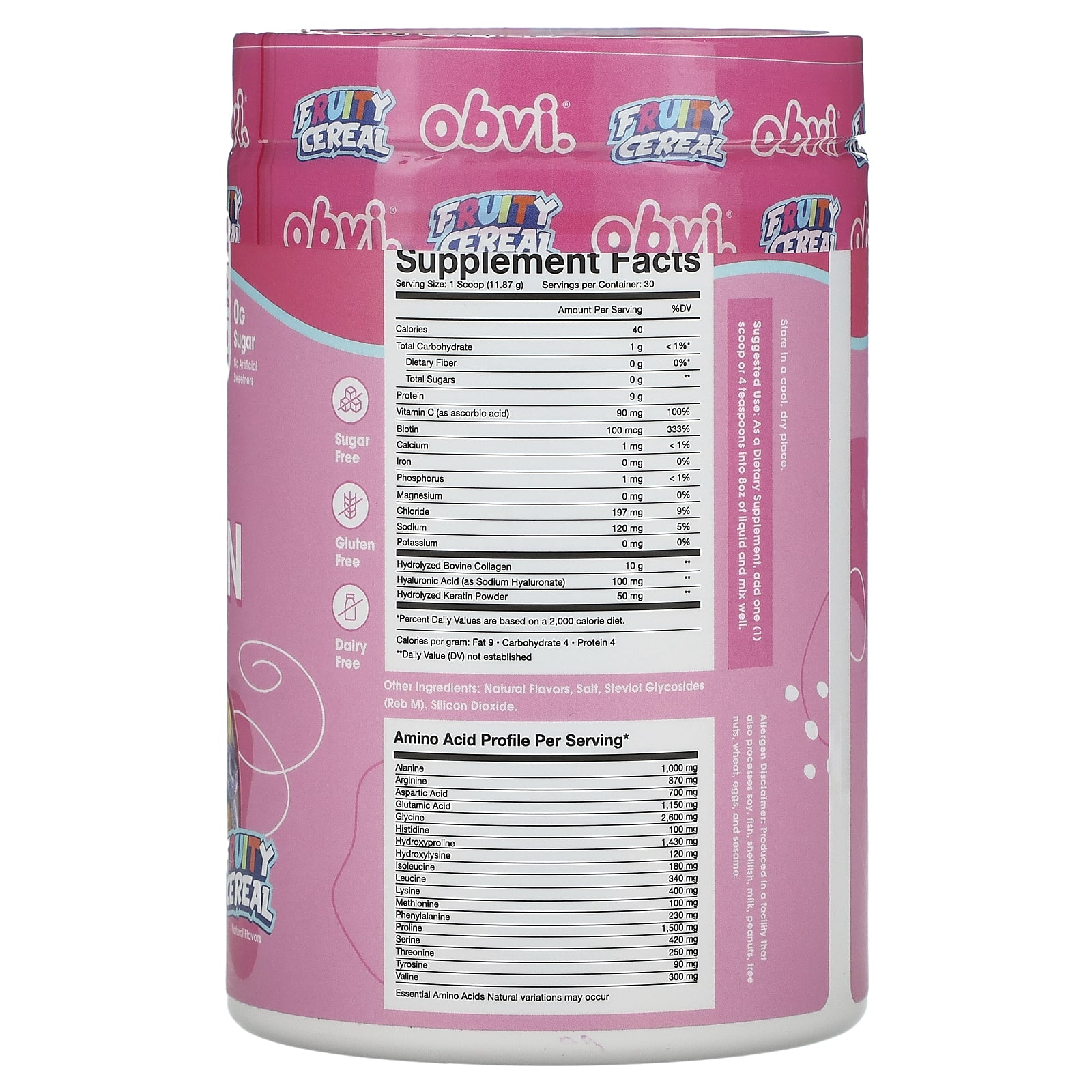 Obvi, More Than Collagen, All-In-One Beauty Nutrition Powder, Fruity ...