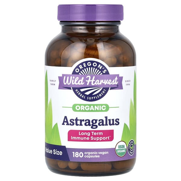 Oregons Wild Harvest Organic Astragalus 180 Organic Vegan Capsules