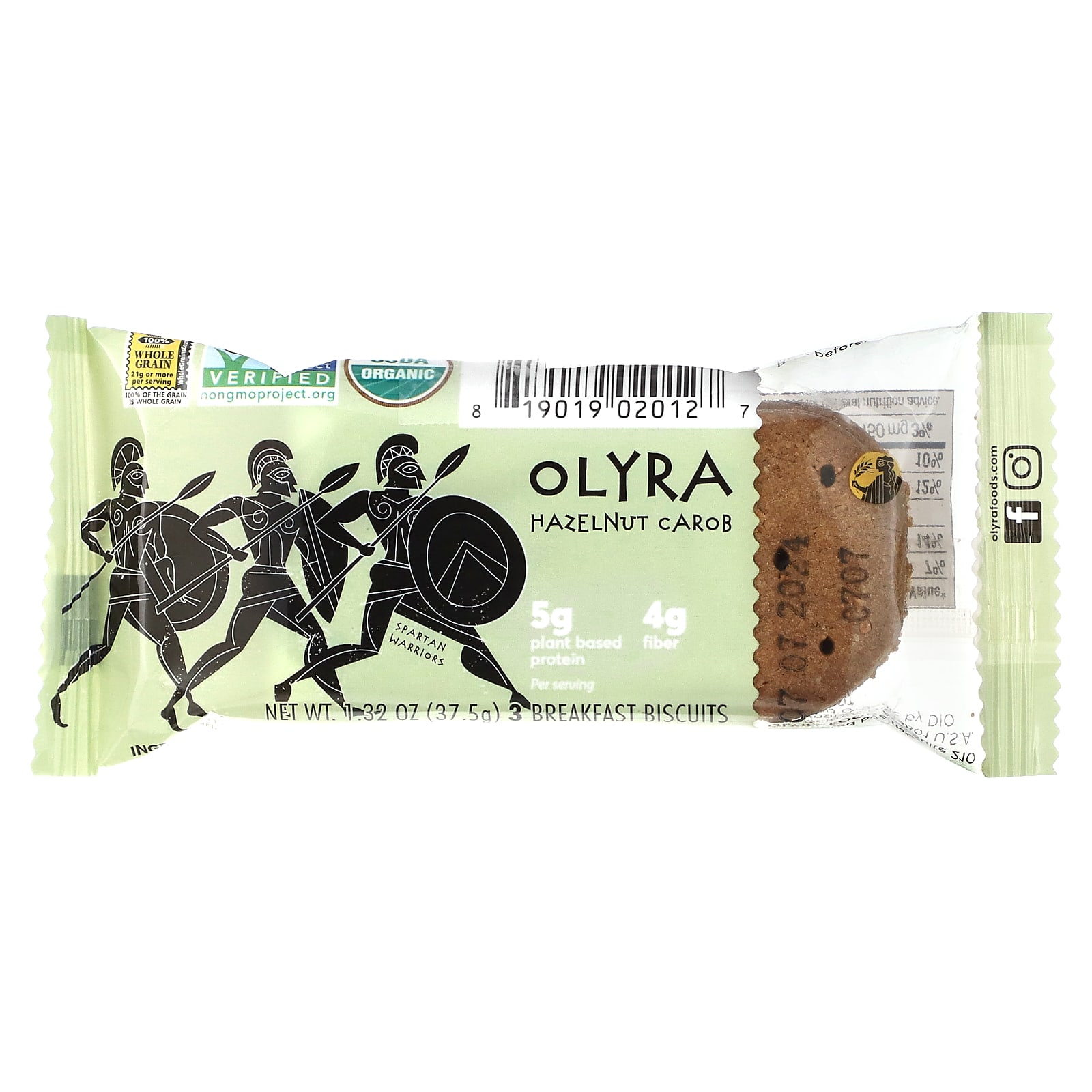 Olyra, Organic Breakfast Biscuits, Hazelnut Carob, 4 Packs 1.32 oz (37. ...
