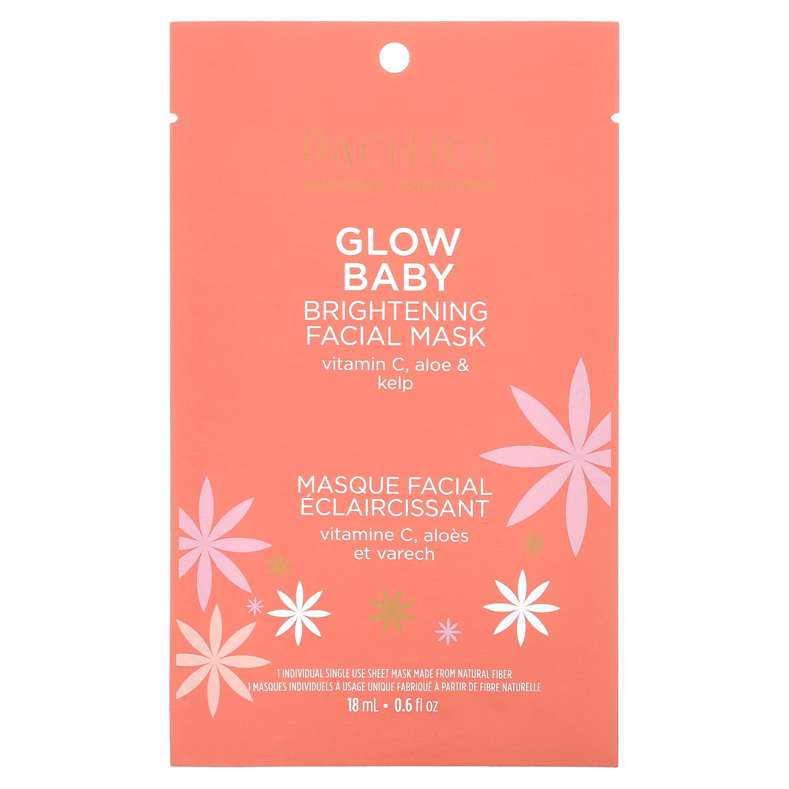 Pacifica, Glow Baby, Brightening Beauty Facial Mask, 1 Sheet Mask, 0.6 ...