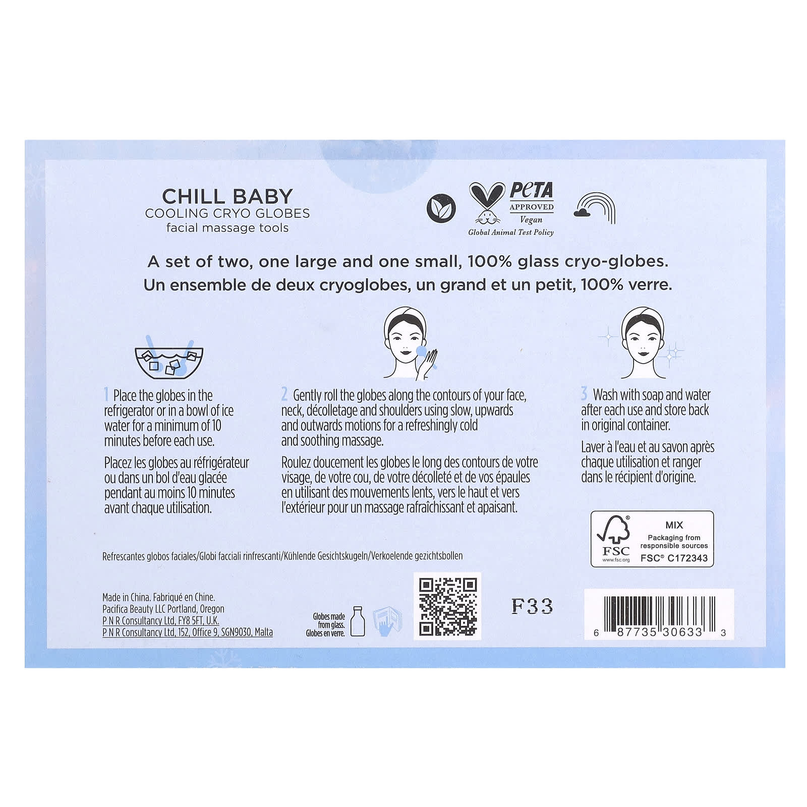 Pacifica, Chill Baby, Cooling Cryo Globe, 2 Glass Globes