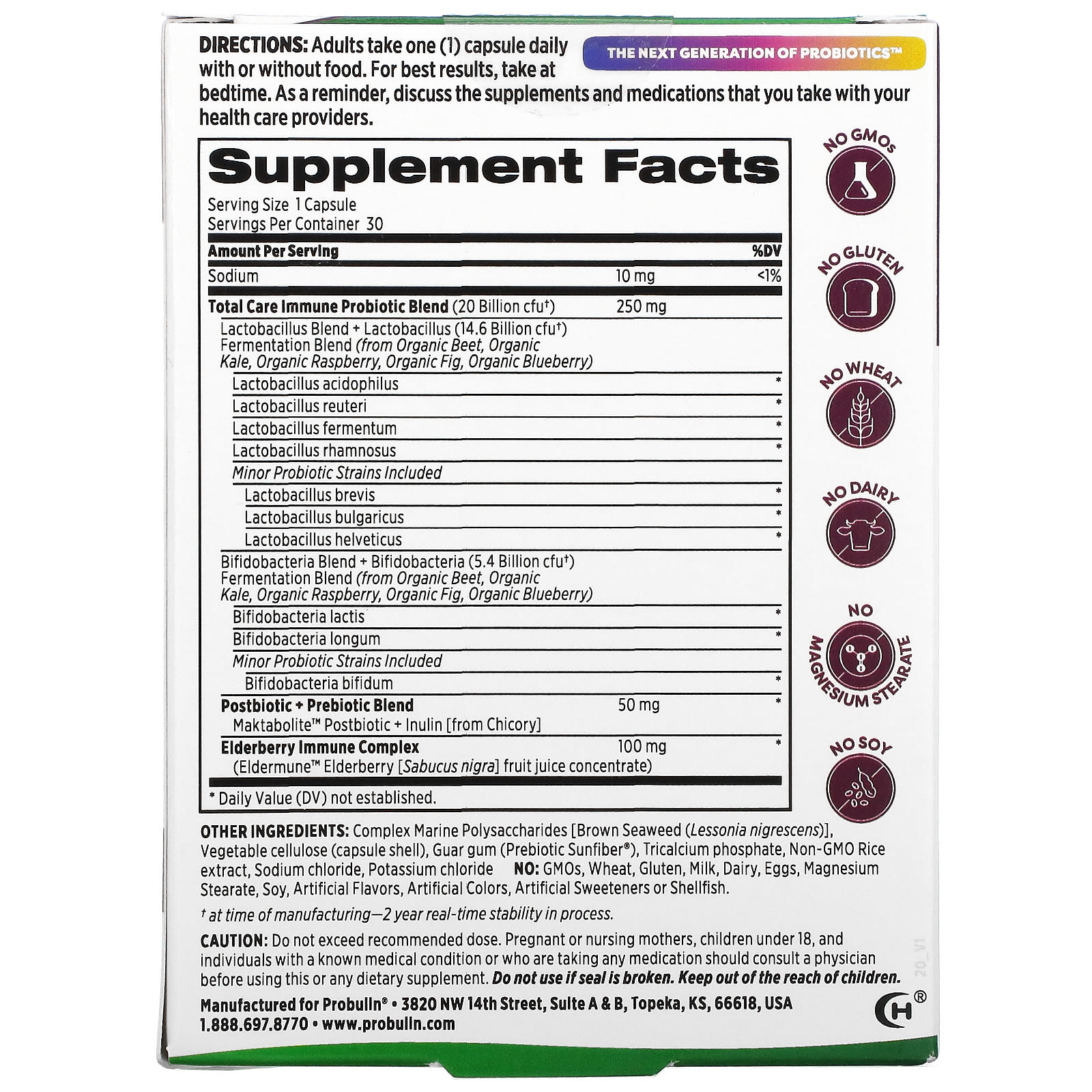 Probulin, Total Care Immune Probiotic + Prebiotic & Postbiotic with ...