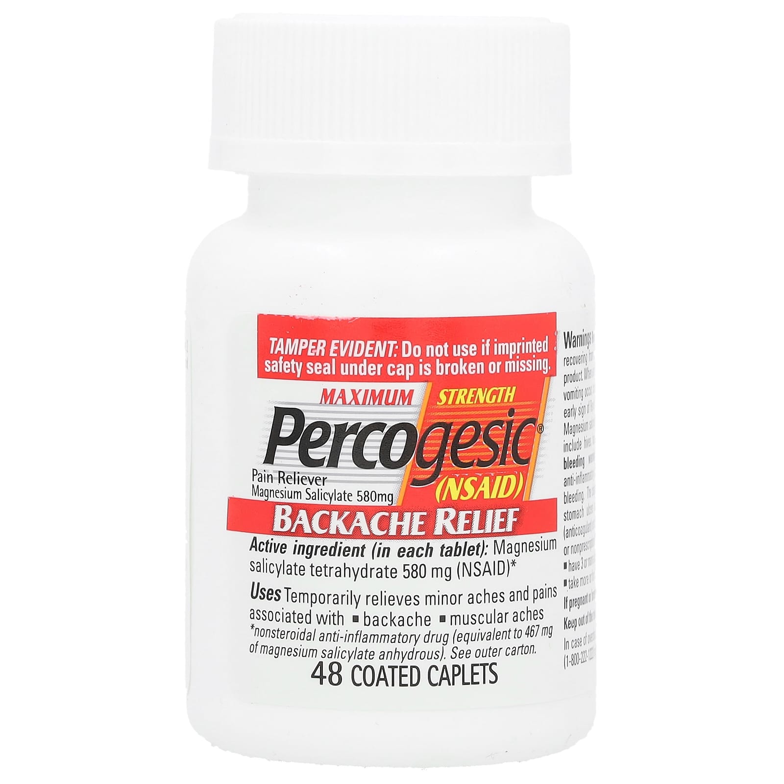 Percogesic, Backache Relief Pain Reliever, Maximum Strength, 48 Easy To ...