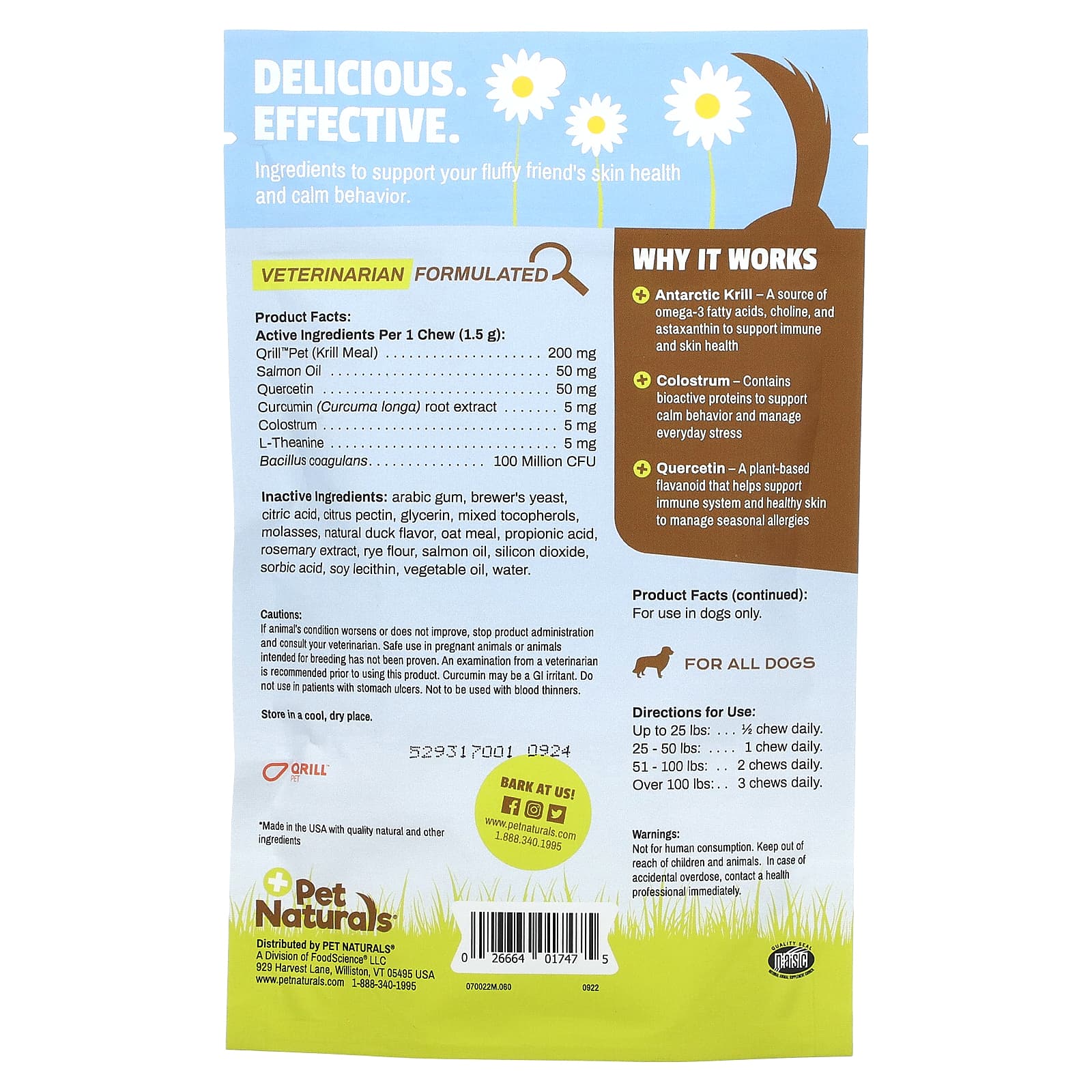 Pet Naturals, Allergy + Calming, For All Dogs, Duck, 60 Bite-Sized ...